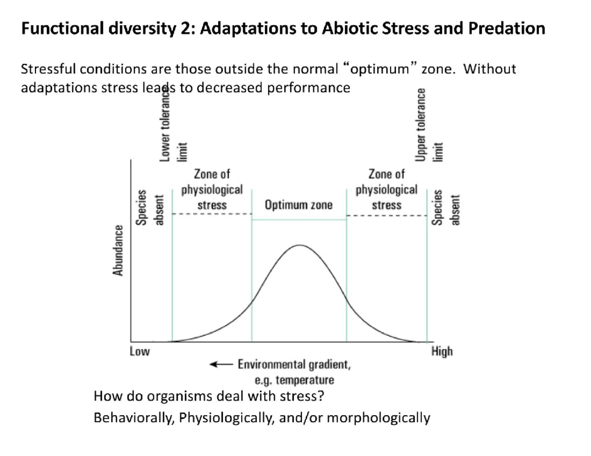 Course 101: Functional Diversity and Adaptations to Stress - Studocu