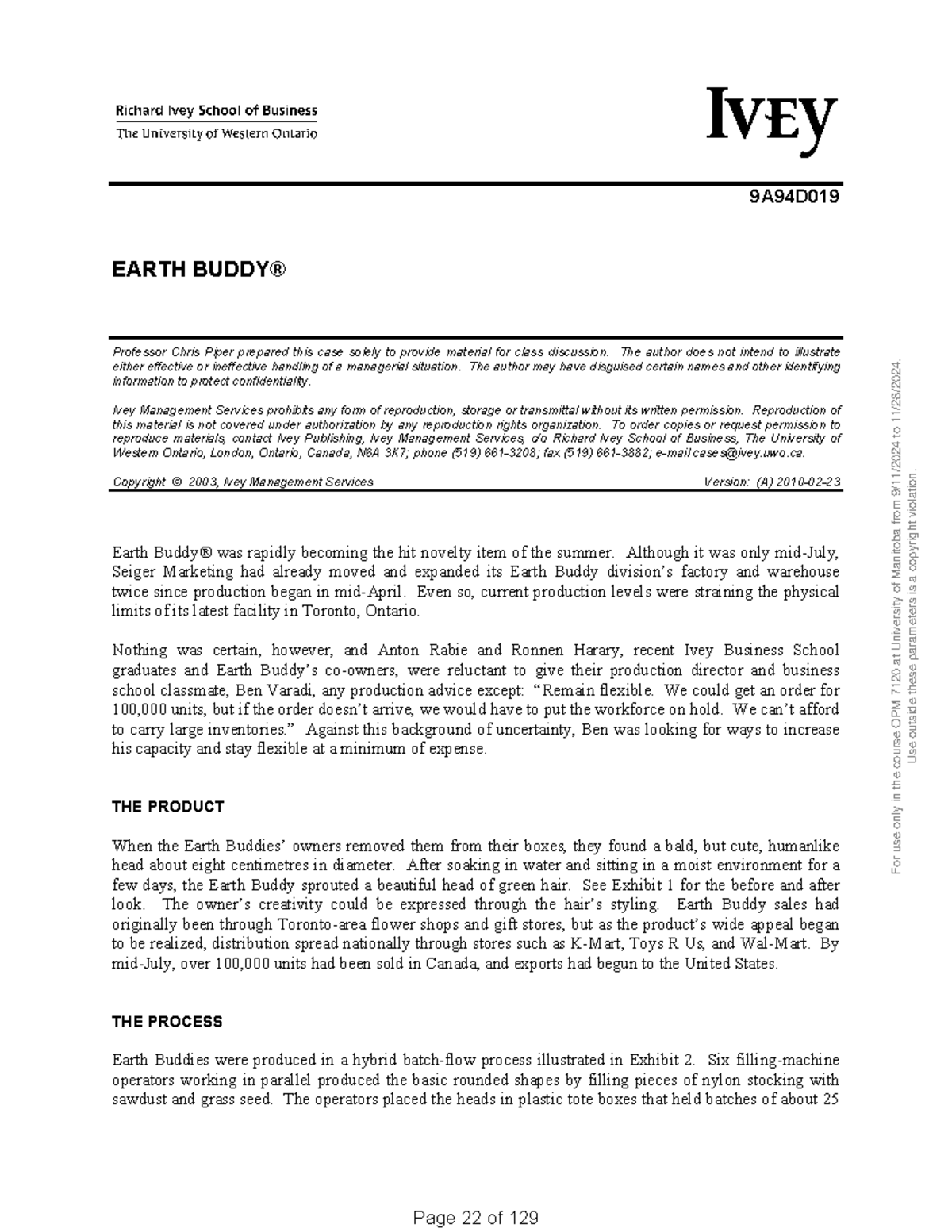 Earth Buddy Case Study - OPM 7120 Analysis and Insights - Studocu