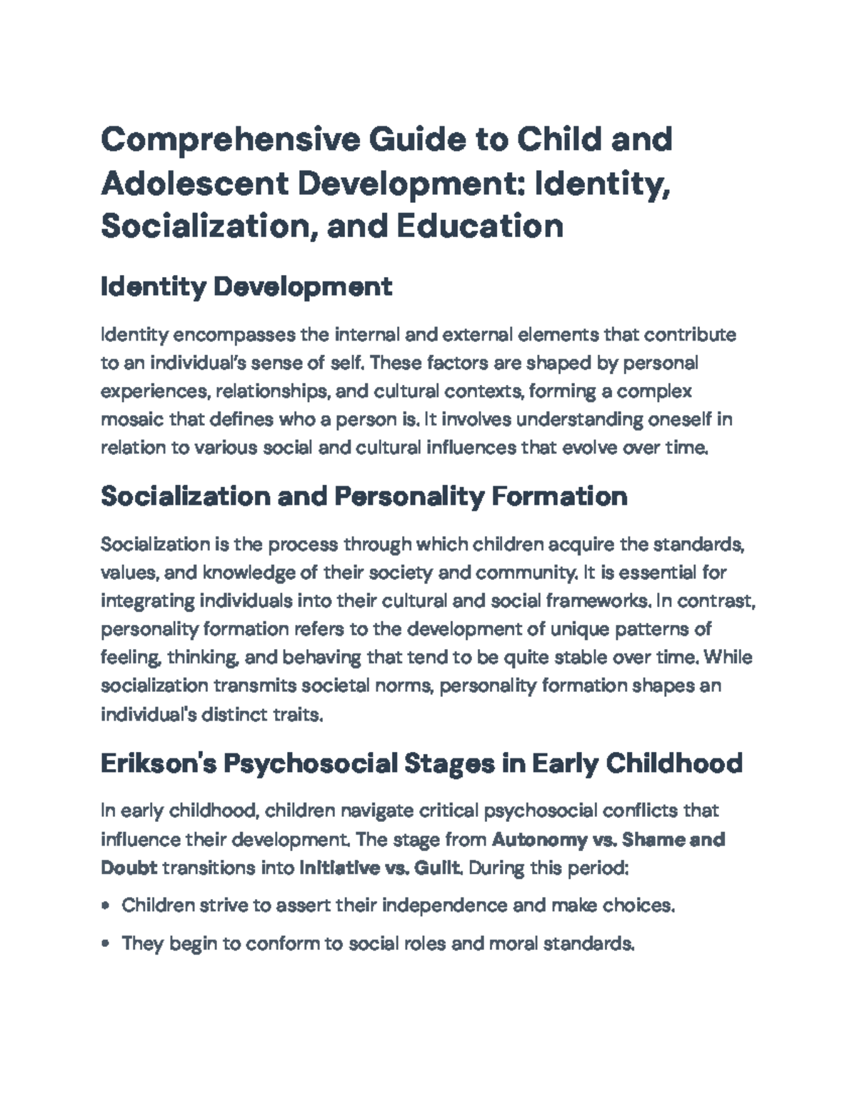 Child & Adolescent Development: Identity, Socialization, & Education ...