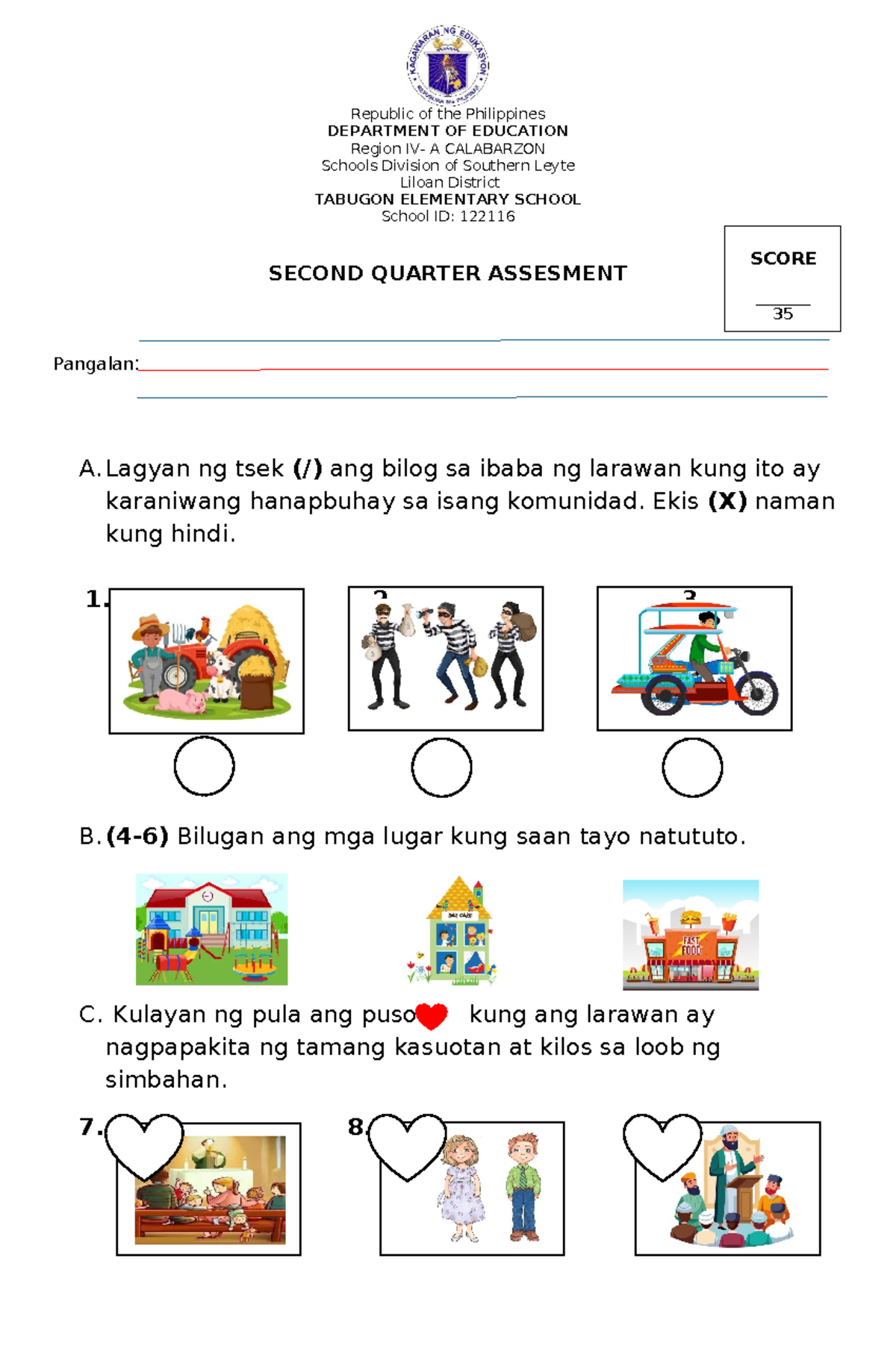 2ND Quarter Assessment - ####### Republic of the Philippines ...