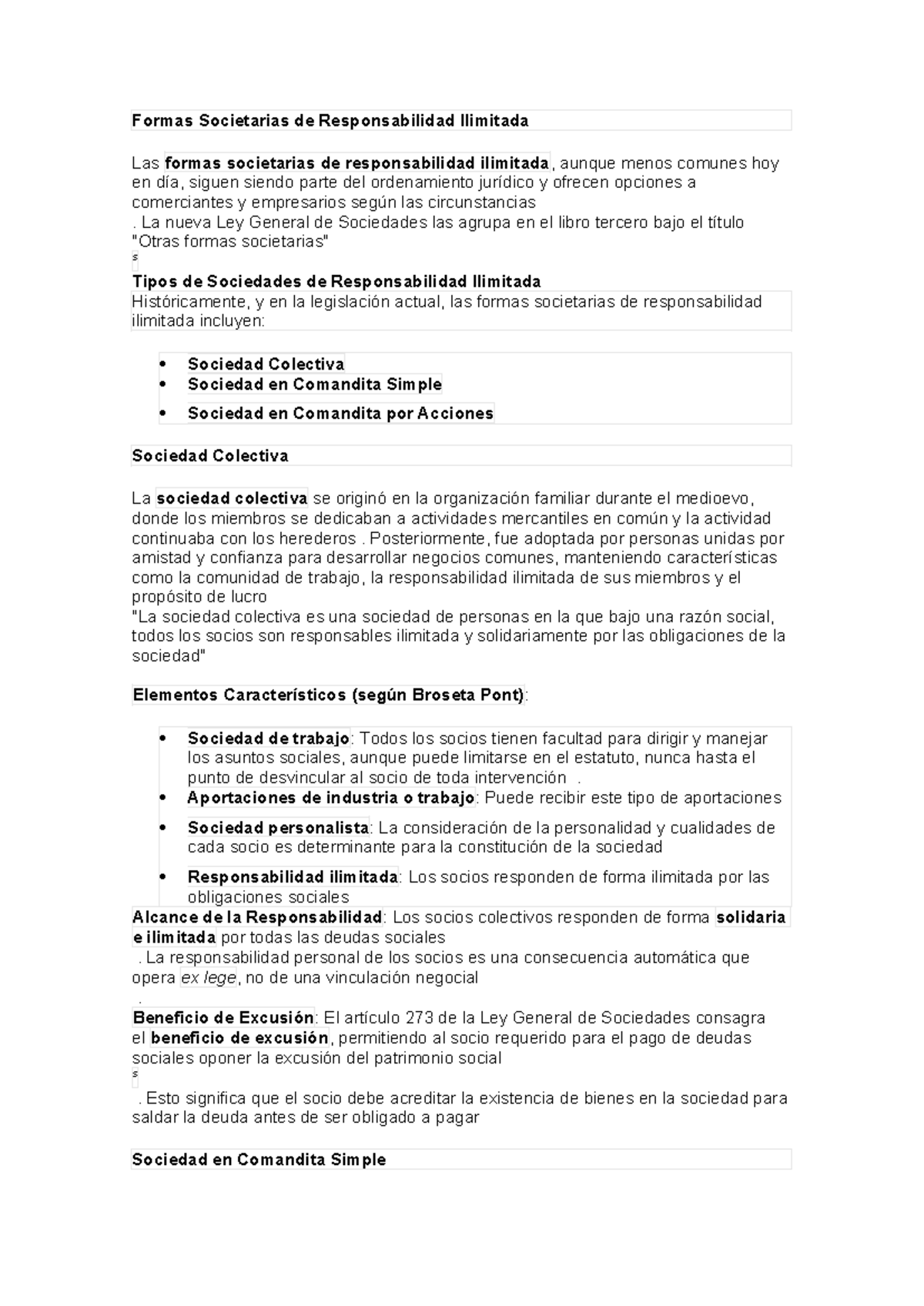 Resumen Societario: Formas de Responsabilidad Ilimitada y Art. 1365 ...