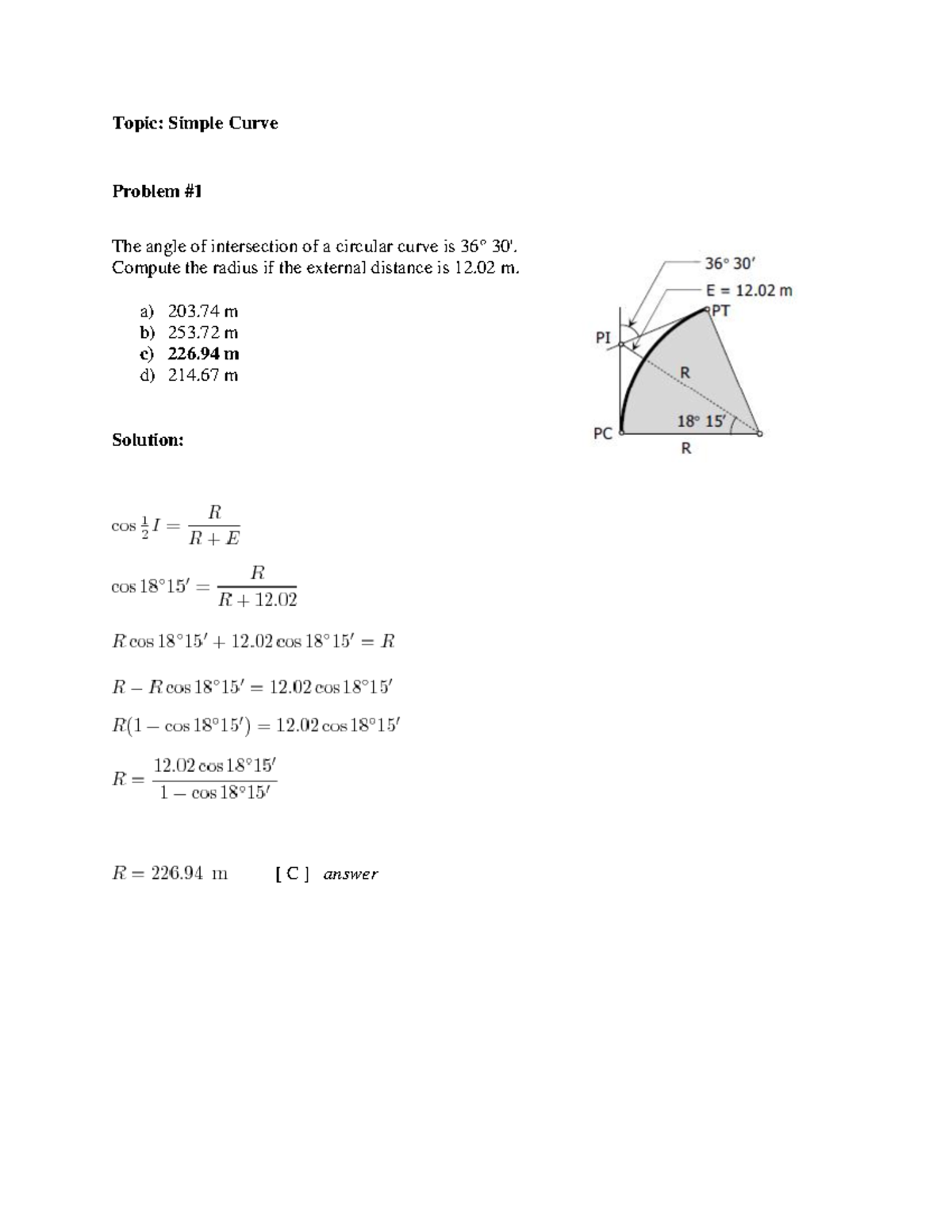 Surveying - Simple and Compound Curves Problems and Solutions - Studocu