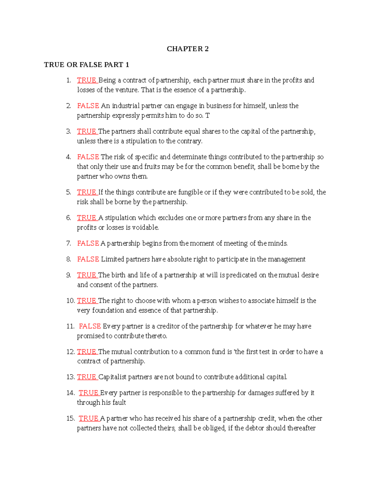 LAW Chapter 2 - True or False and Multiple Choice Review - Studocu