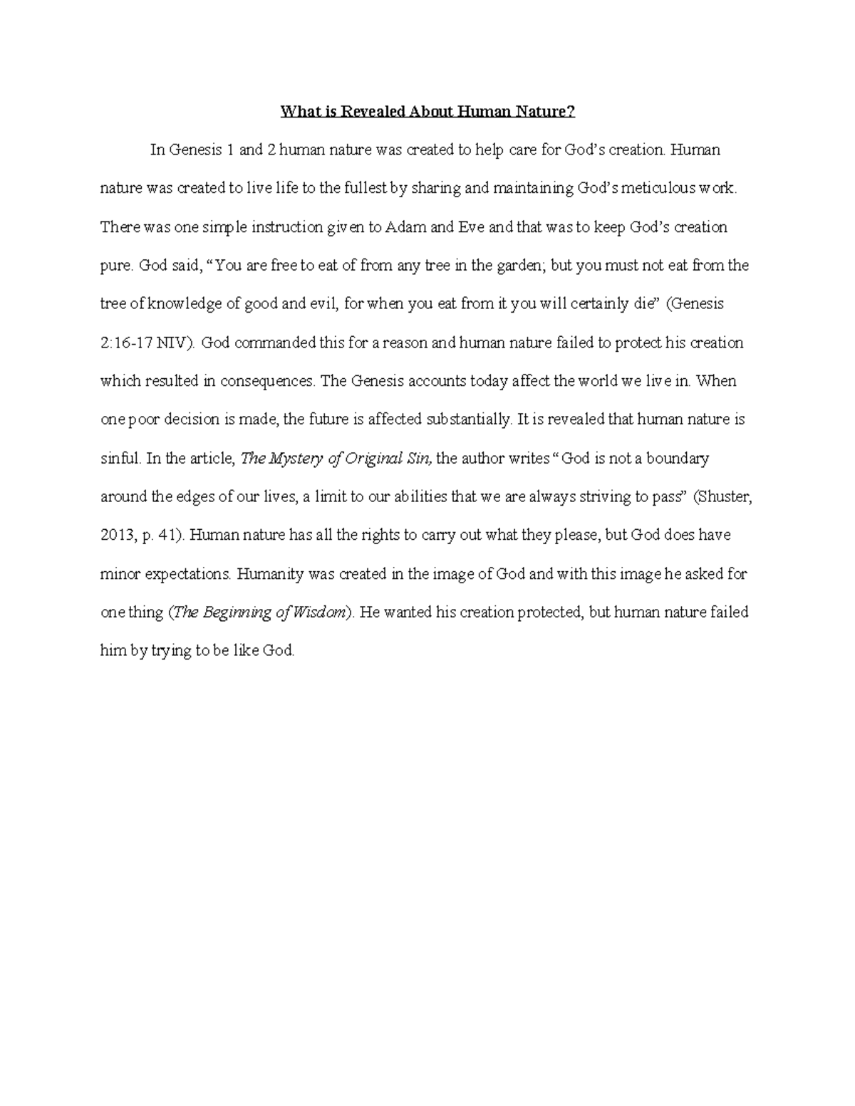 Clc fall of humanity - What is Revealed About Human Nature? In Genesis ...