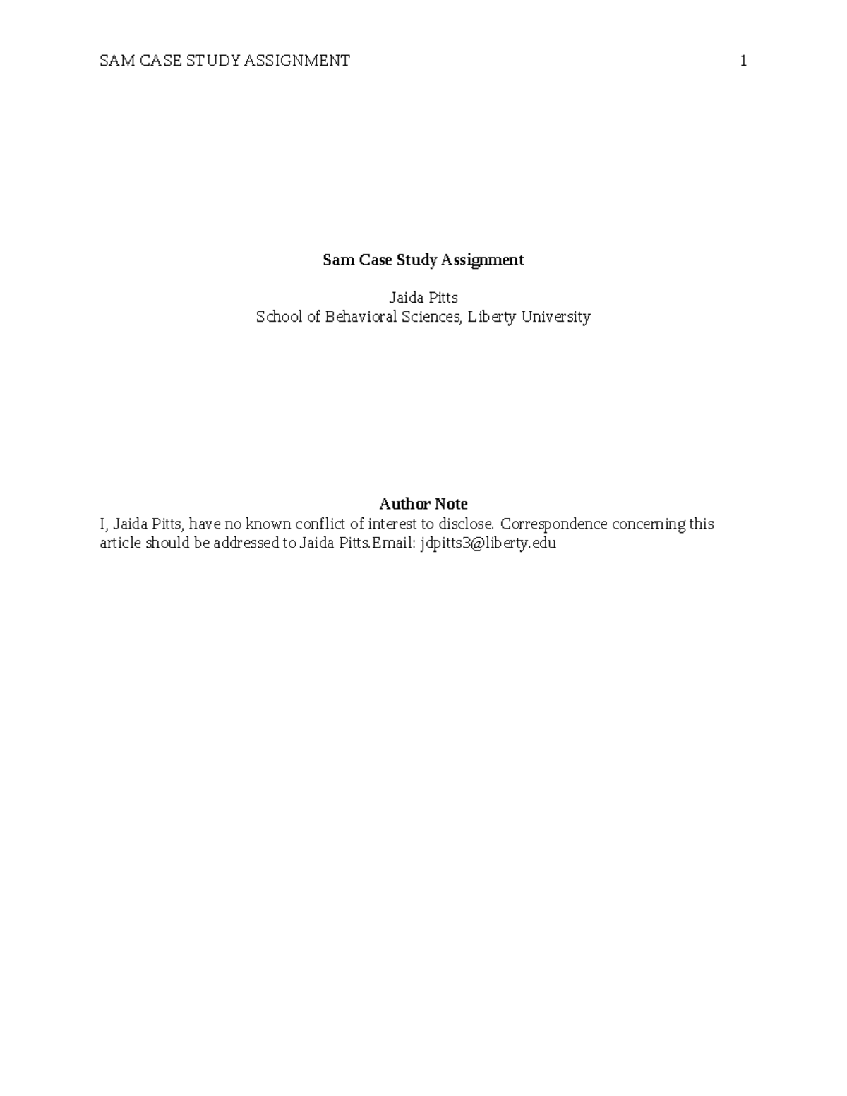 SAM Case Study - sam - Sam Case Study Assignment Jaida Pitts School of ...