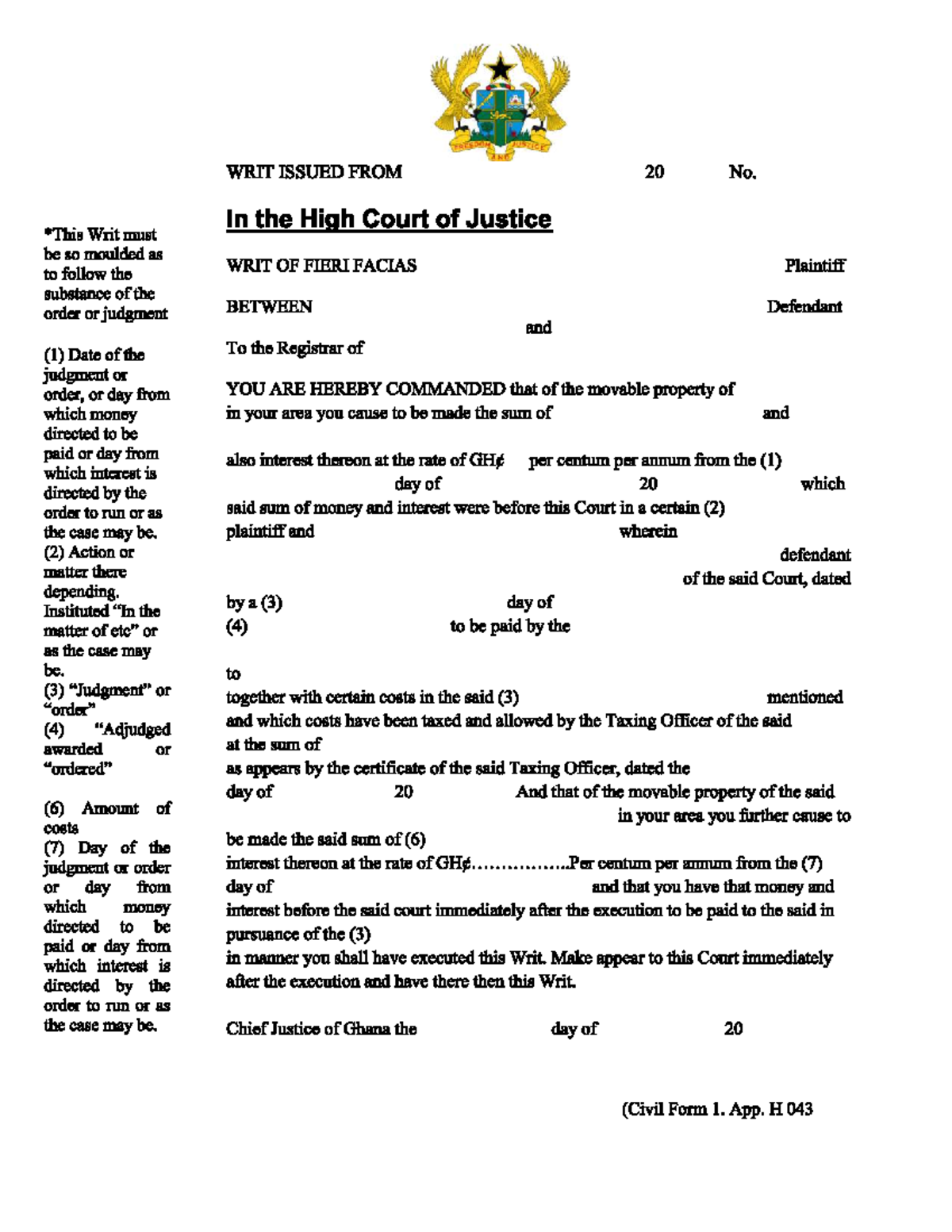 WRIT OF FIERI FACIAS - Civil Procedure Drafting Guide - Studocu