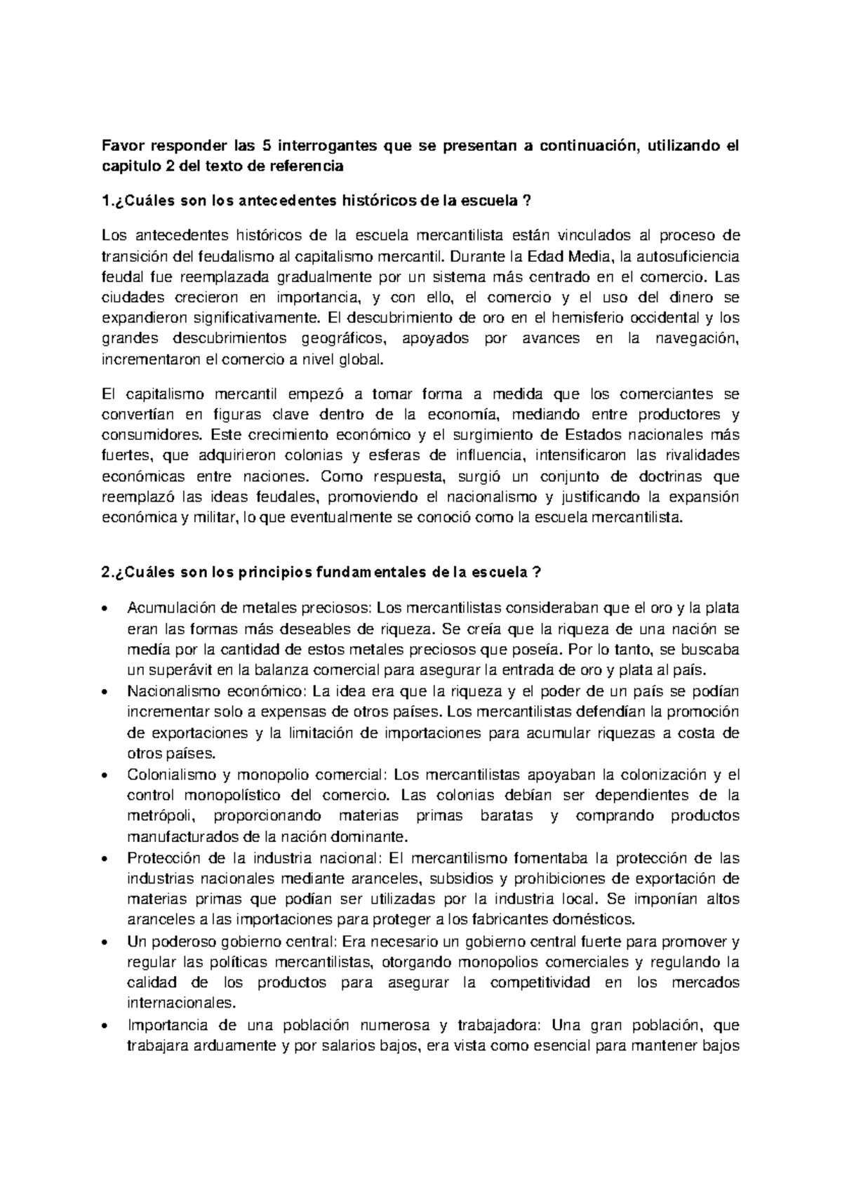 FORO Mercantilista HIS Pensamiento ECN - Favor responder las 5 ...