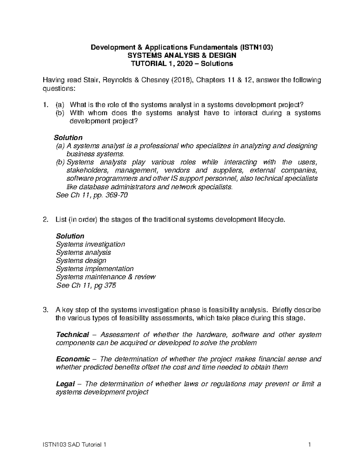 ISTN103 2020 SAD Tutorial 1 with solns Moodle - Development ...