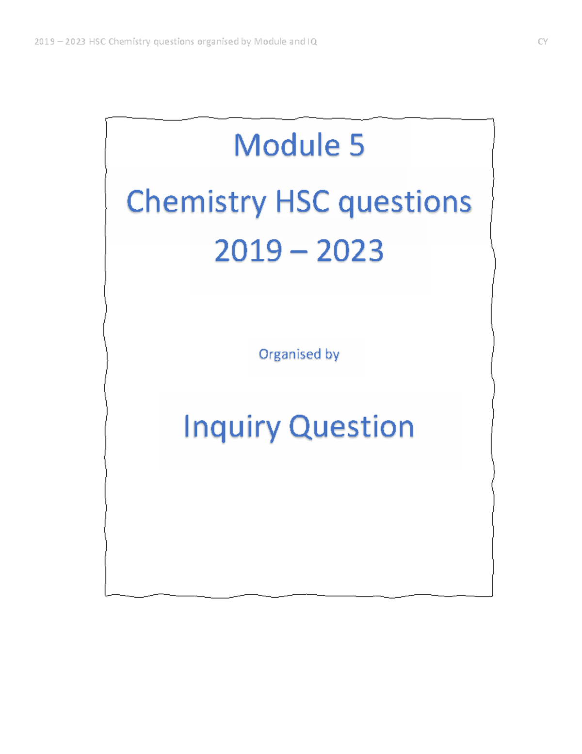 HSC Chemistry Module 5 Questions & Answers (2019-2023) - Studocu