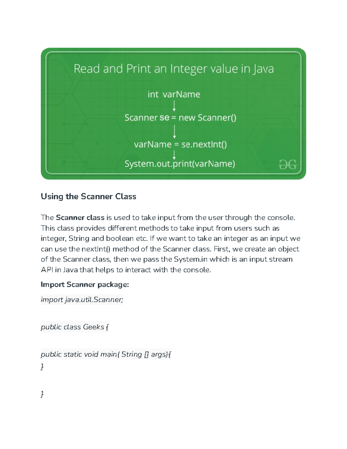 Java Programs: Using the Scanner Class for User Input - Studocu