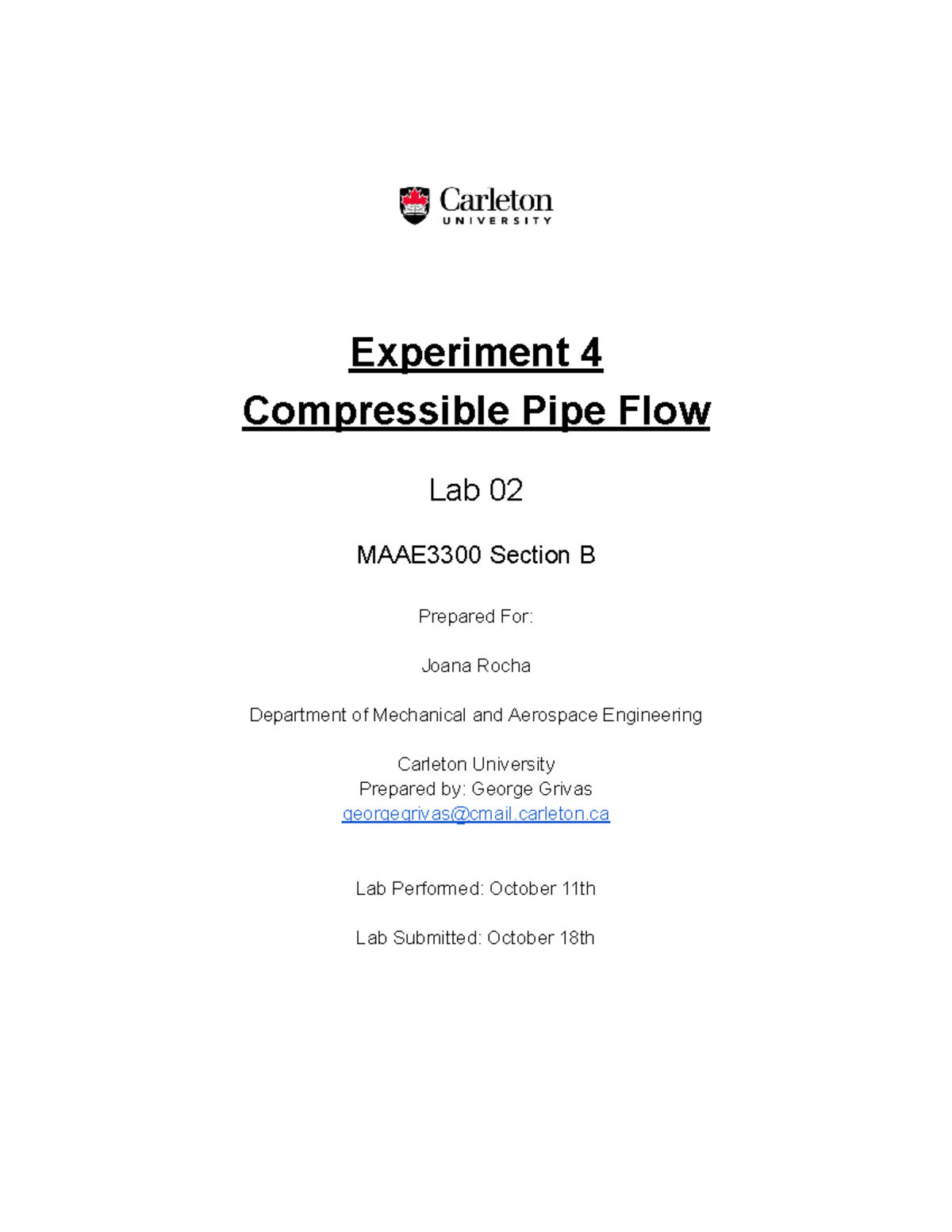 MAAE3300 Lab 02 - Compressible Pipe Flow Experiment Analysis - Studocu
