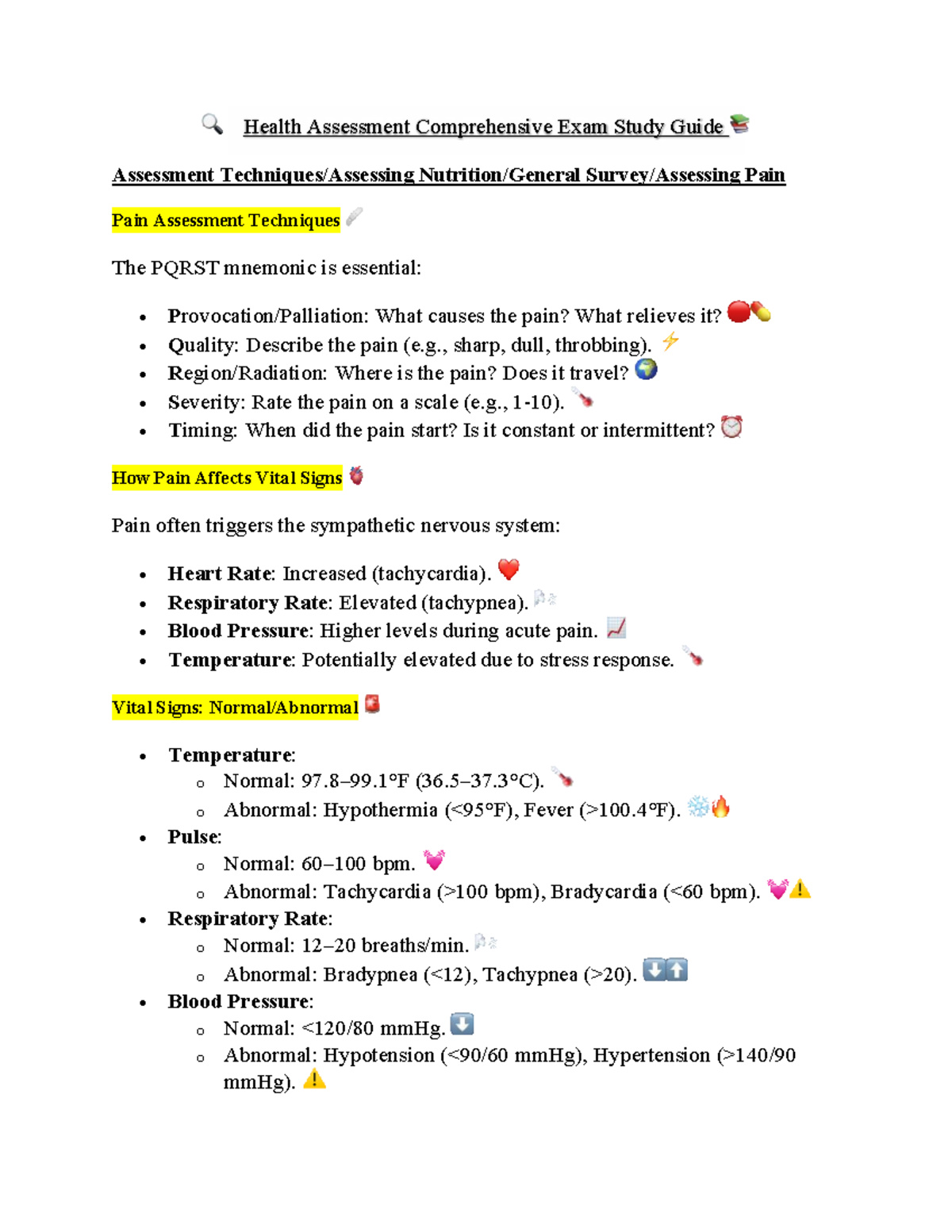 🔍 Health Assessment Comprehensive Exam Study Guide 📚 - , sharp, dull ...