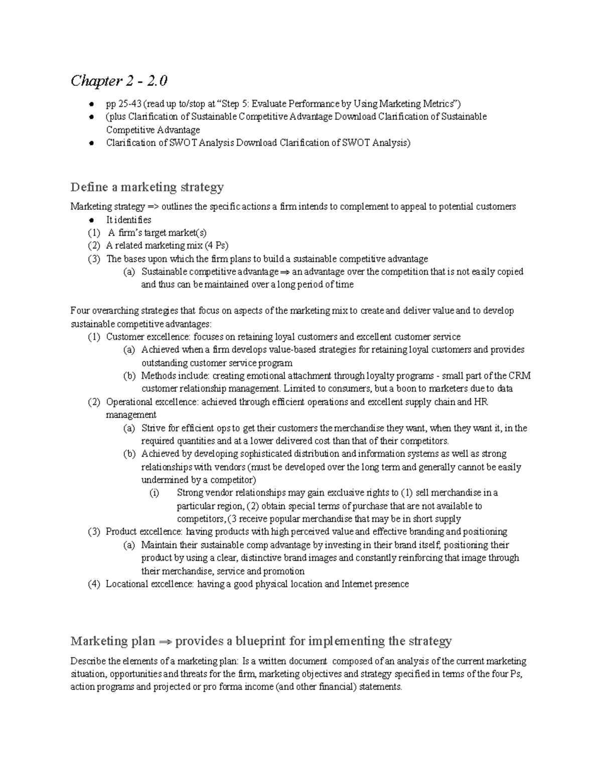 COMM 296 Notes: Evaluating Marketing Strategies for Competitive ...
