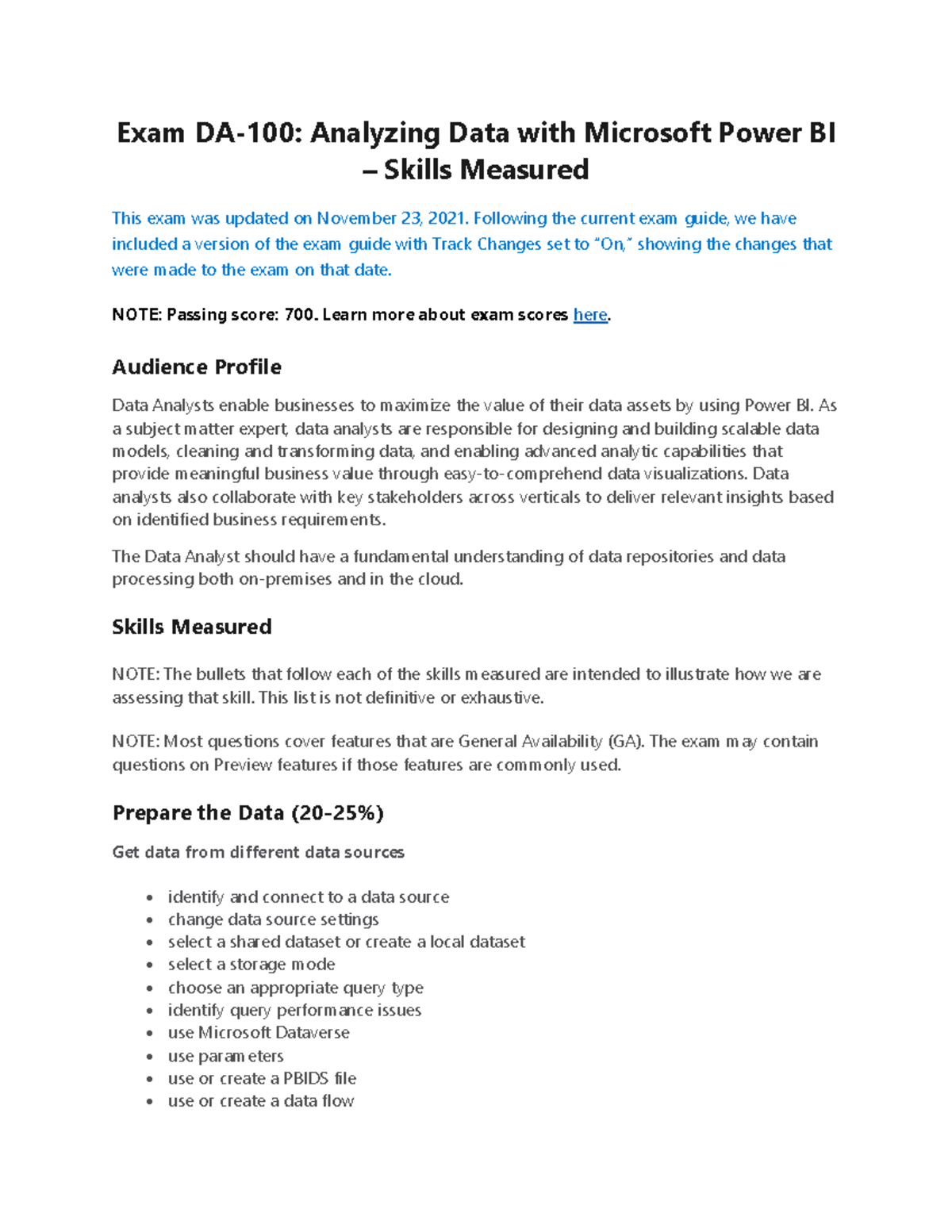 Exam da 100 analyzing data with microsoft power bi skills measured ...