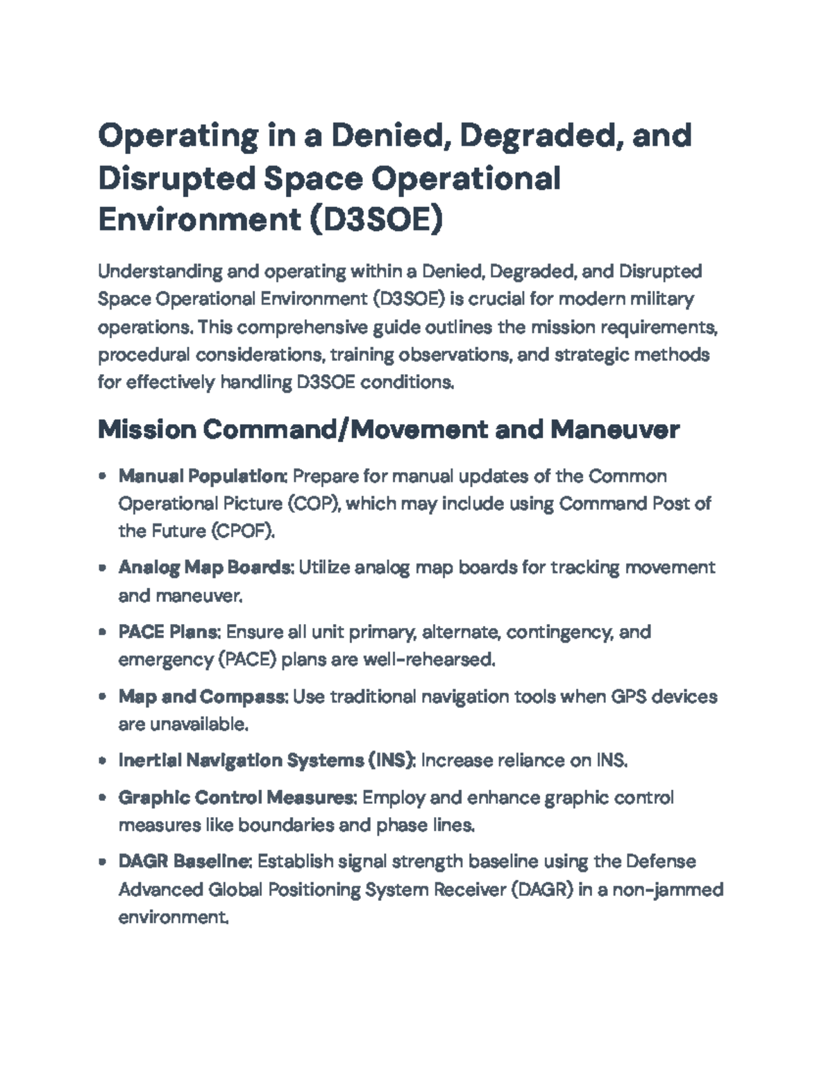D3SOE Operational Guidelines: Strategies for Military Adaptation ...