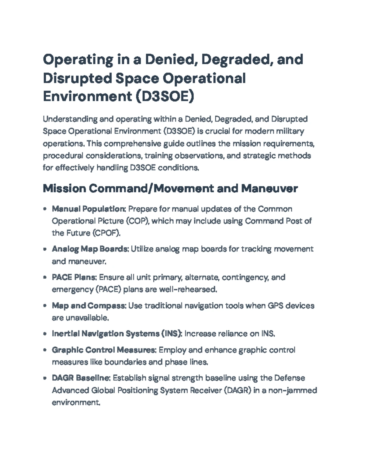 D3SOE Handbook: Strategies for Operating in Denied Space Environments ...