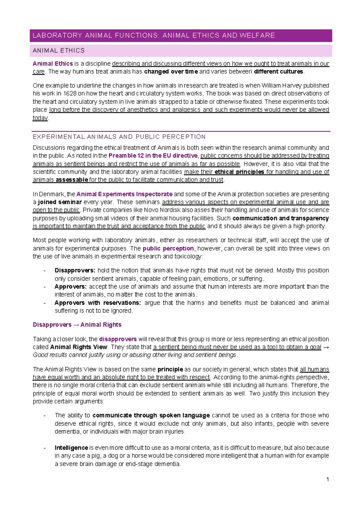 Module II - ABD: Animal Ethics and Welfare in Laboratory Research - Studocu