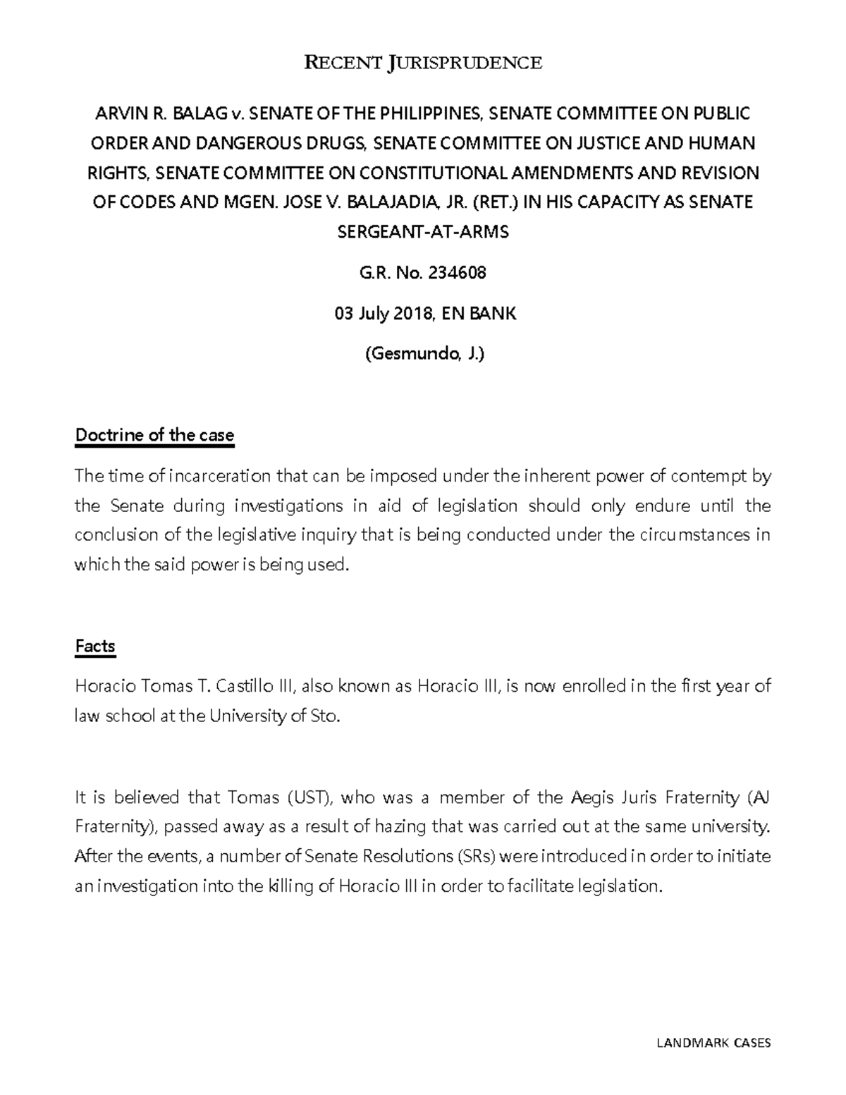 Obligations and Contracts Case Digest: Balag v. Senate of the ...