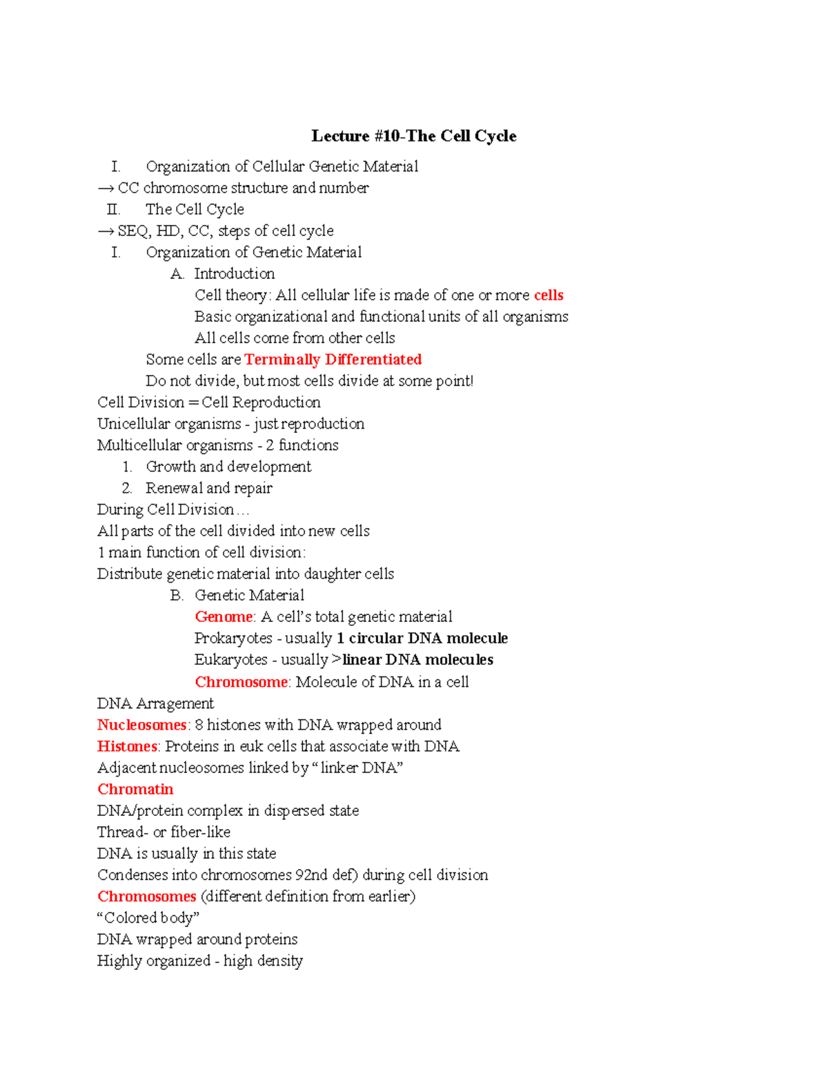 Gen Bio 1 - Lecture 10: Cell Cycle & Genetic Material Organization ...