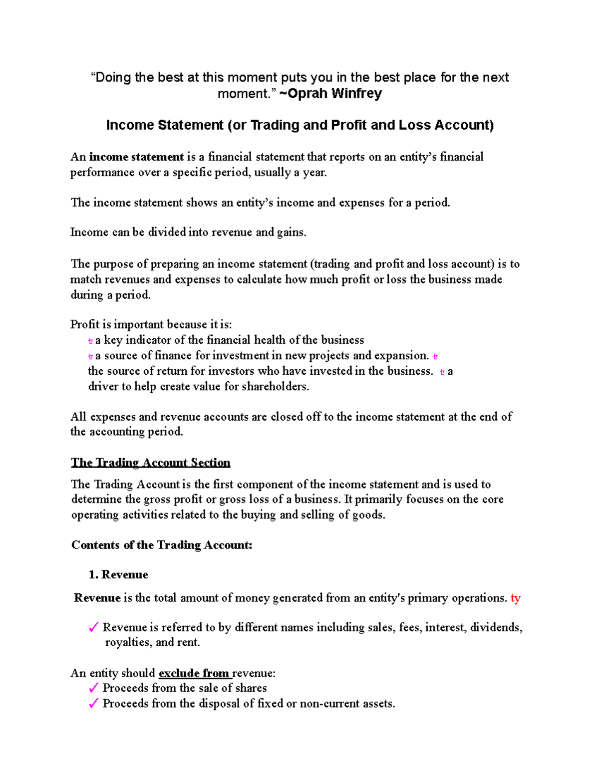 Income Statement Overview - CSEC - Studocu