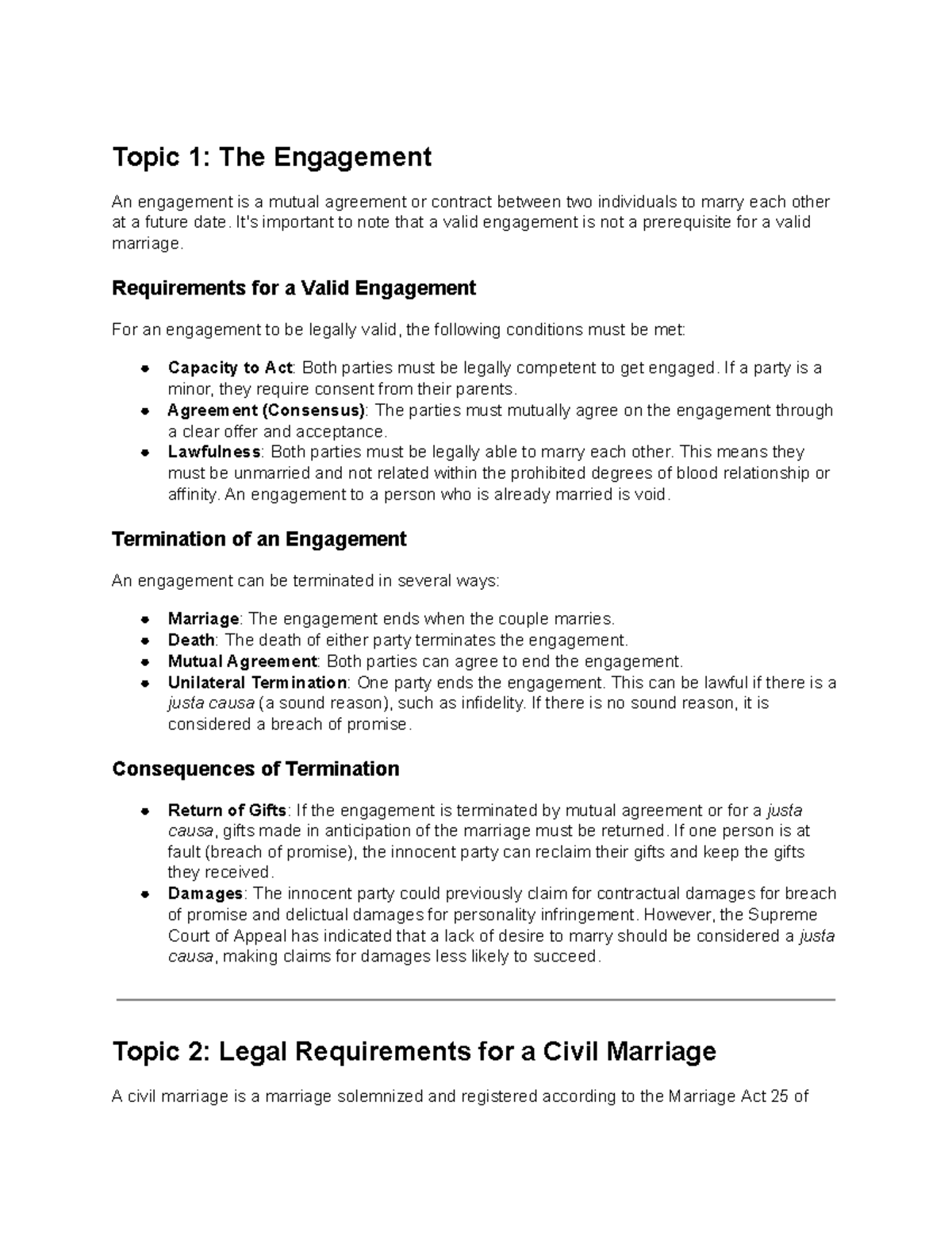 Paralegal Studies: Engagement & Civil Marriage Requirements - Studocu