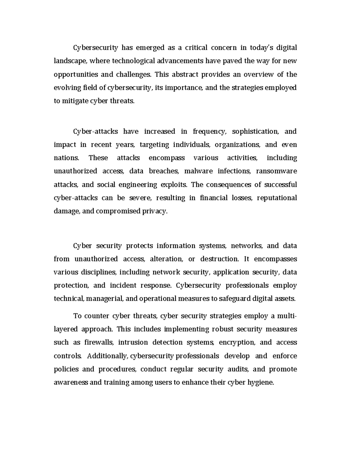 Cyber Security Strategies: A Comprehensive Overview of Protection Measures - Studocu