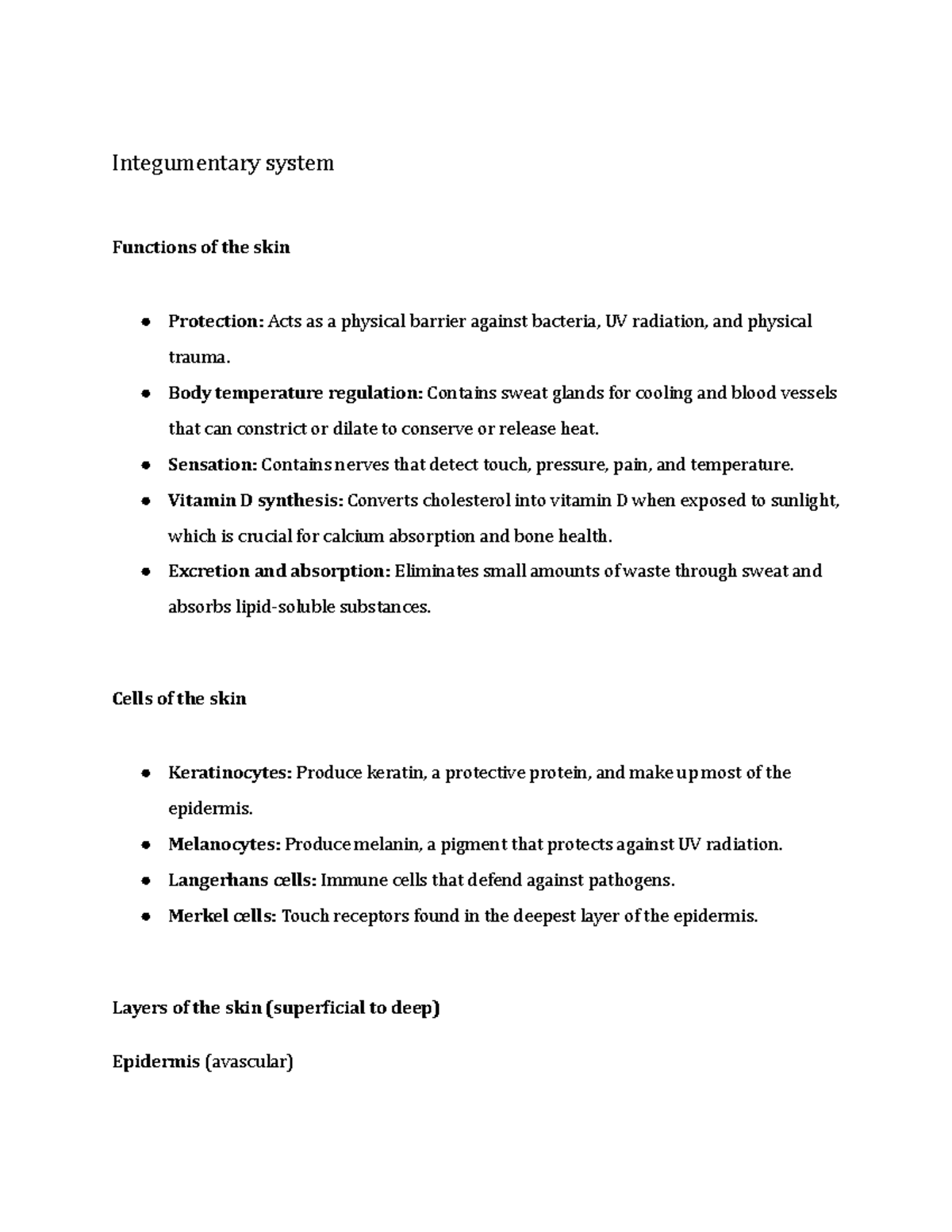 Anatomy Study Guide: Integumentary & Musculoskeletal Systems - Studocu