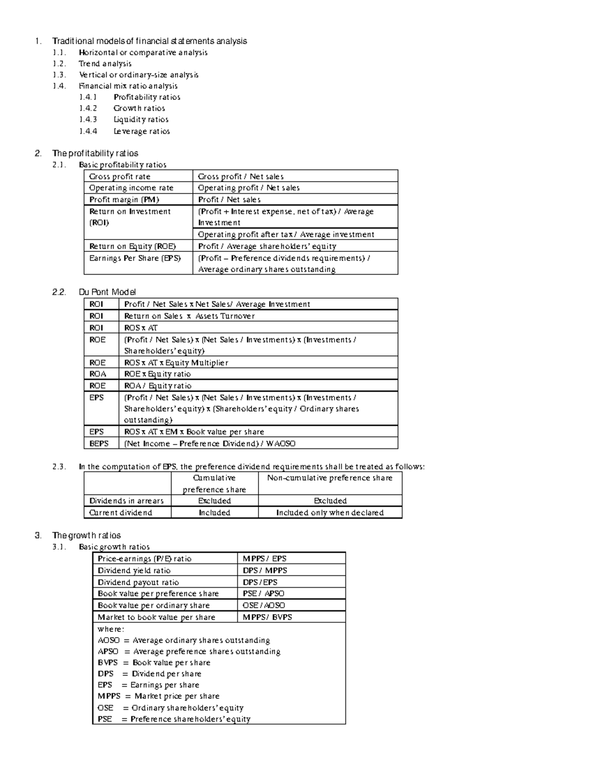 Financial Statement Analysis: Traditional Models & Ratios - Studocu