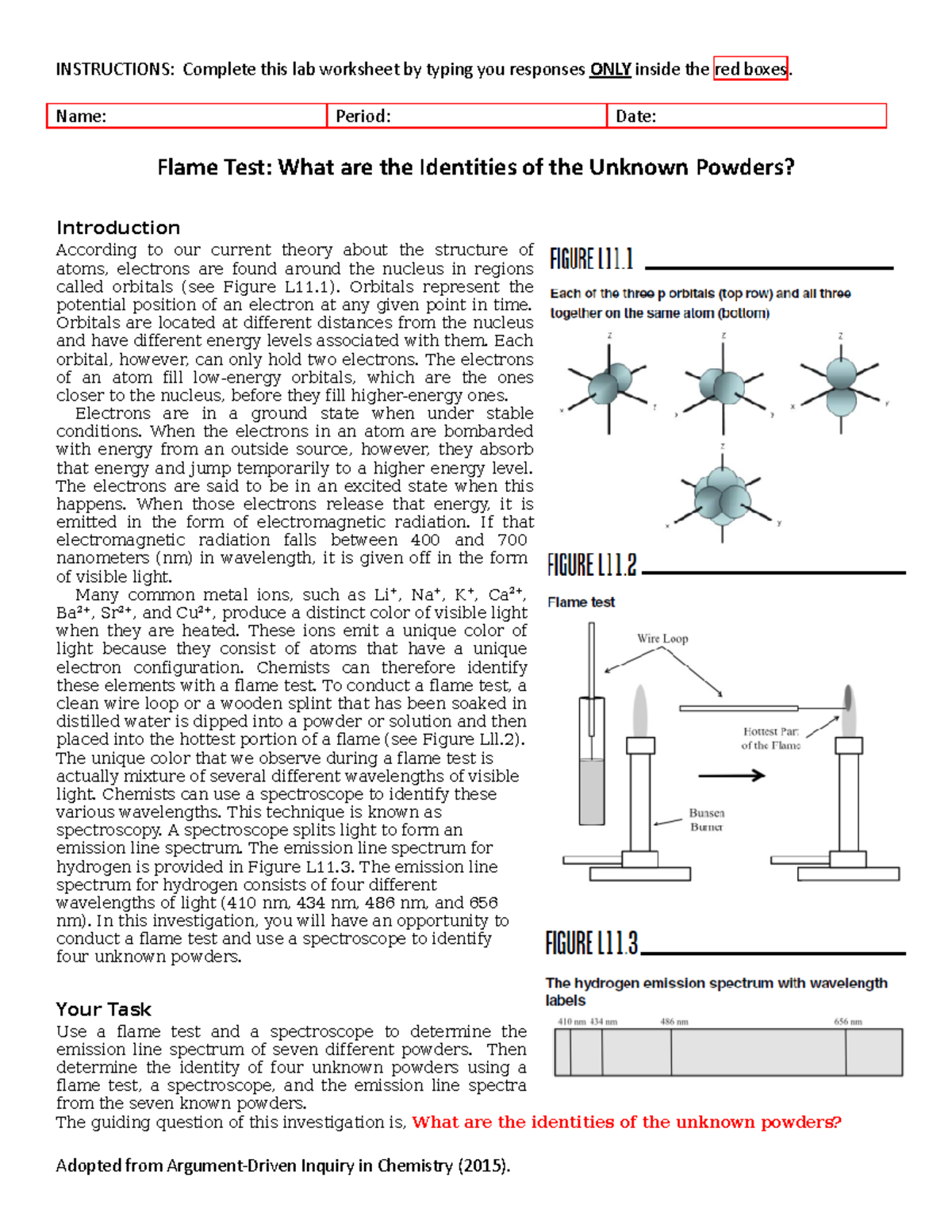 Flame Test Lab Investigation - Identifying Unknown Powders - Studocu
