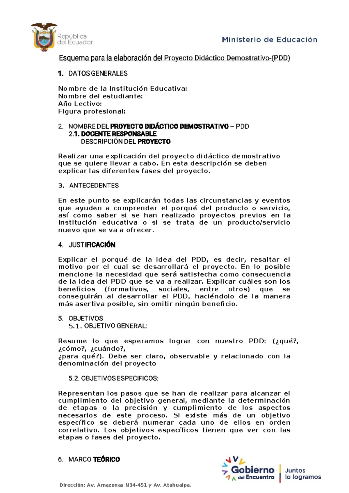 Anexo 5 - FGGFFFF - Dirección: Av. Amazonas N34-451 y Av. Atahualpa ...