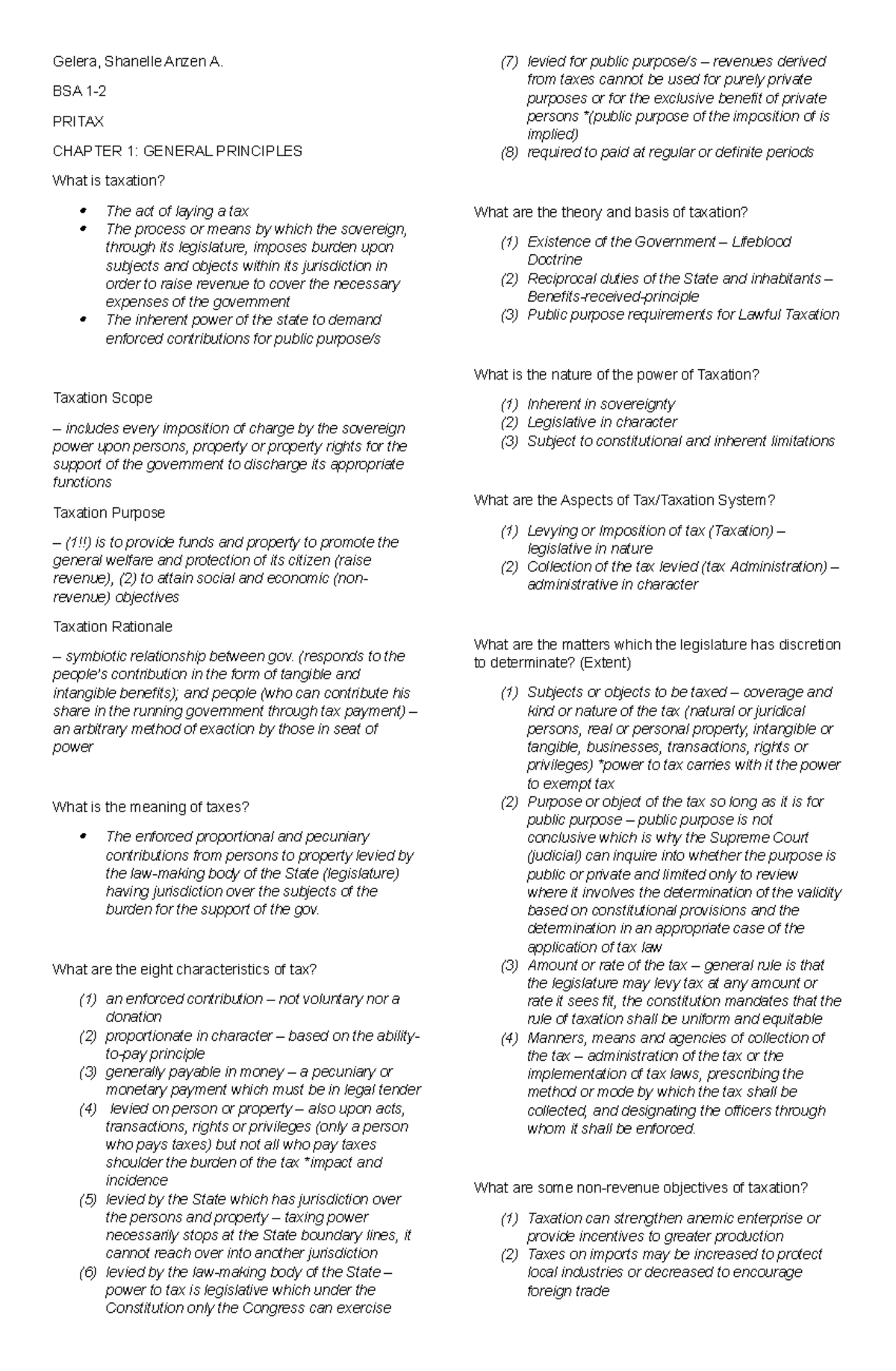 BSA PRITAX CHAPTER 1: GENERAL PRINCIPLES PRELIM REVIEWER - Studocu