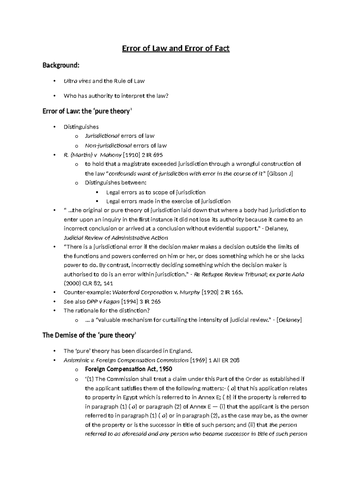 Error of Law vs. Error of Fact - Analysis & Comparison (Part 1) - Studocu