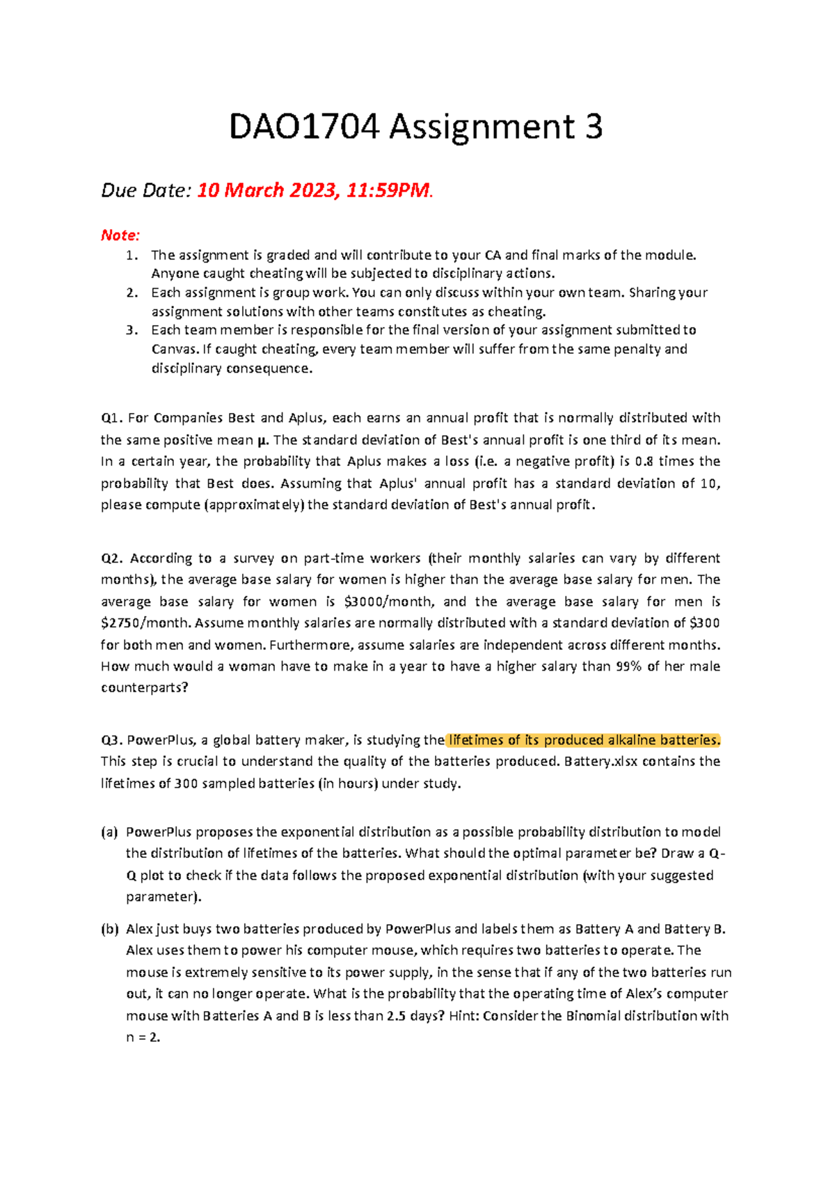 DAO1704 Assignment 3 - Note: The assignment is graded and will ...