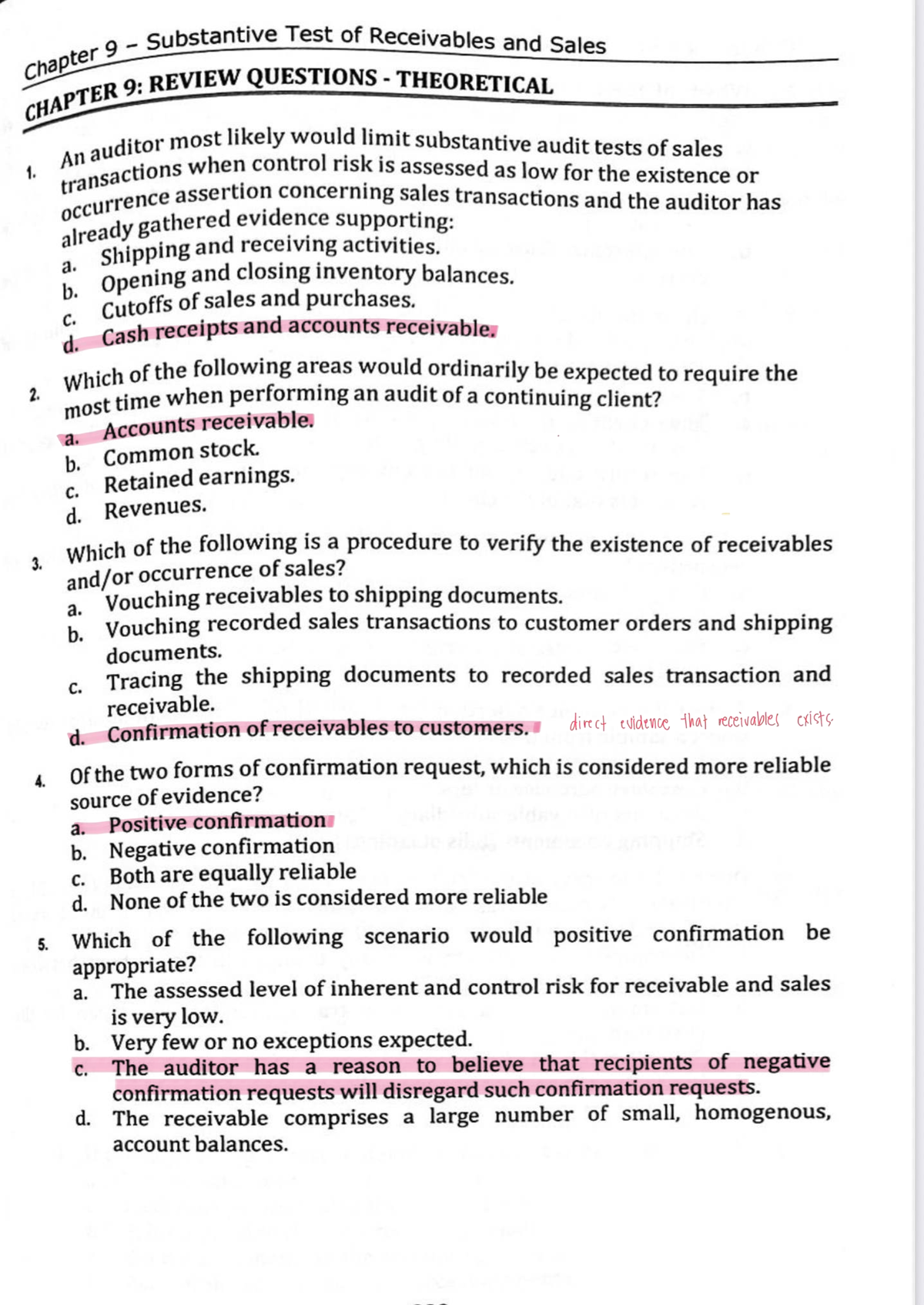 Chapter 9: Substantive Tests of Receivables and Sales - Review ...