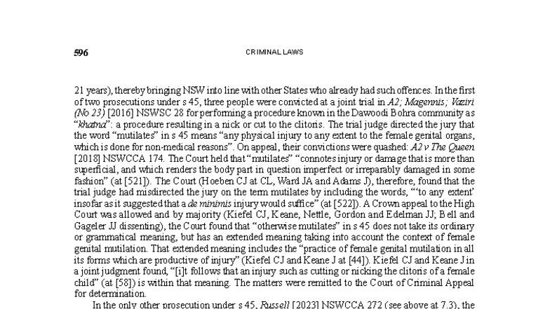 596 CRIMINAL LAWS: Chapter 7 - Assault and Legal Perspectives - Studocu