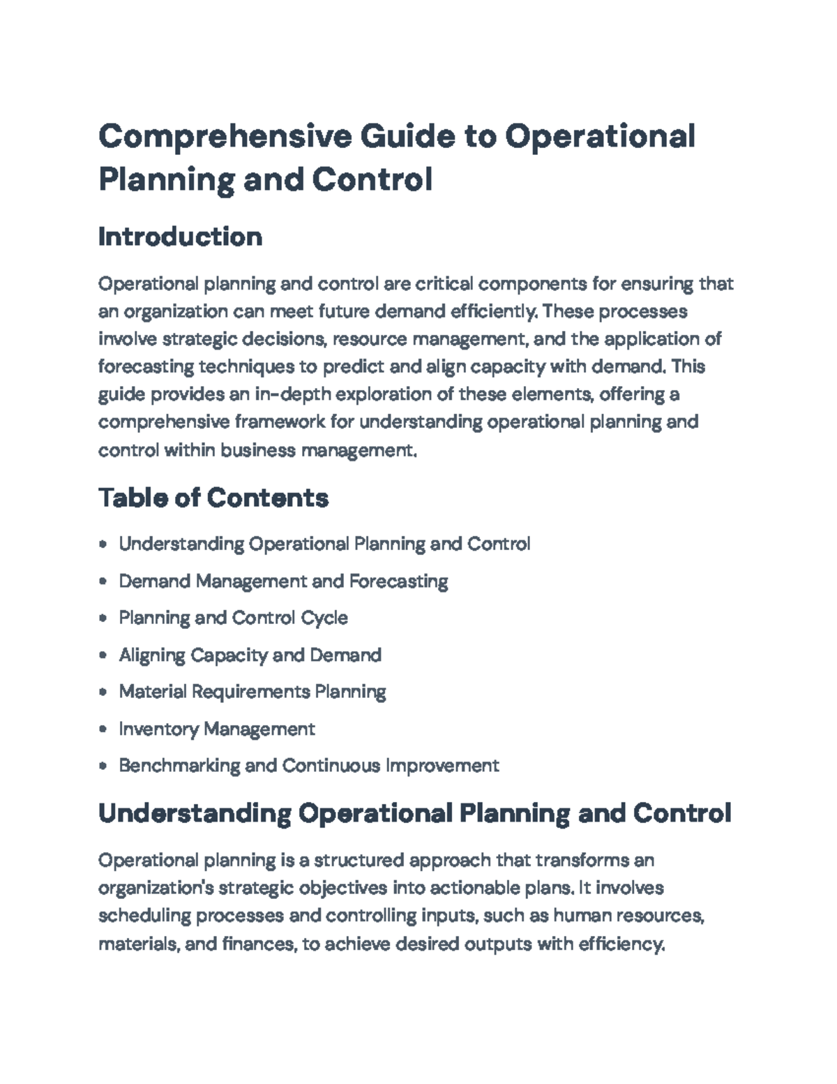 Comprehensive Guide to Operational Planning and Control Strategies - Comprehensive Guide to ...