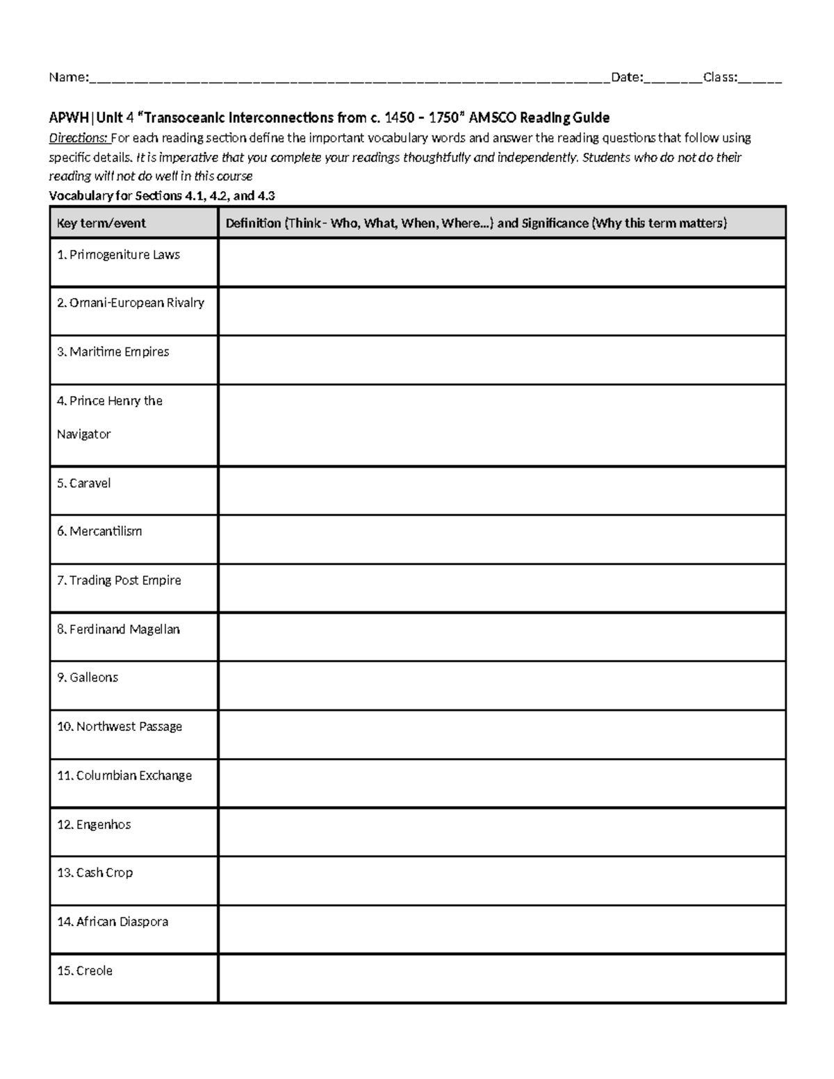 Unit 4 Reading Guide - Amsco - - Studocu