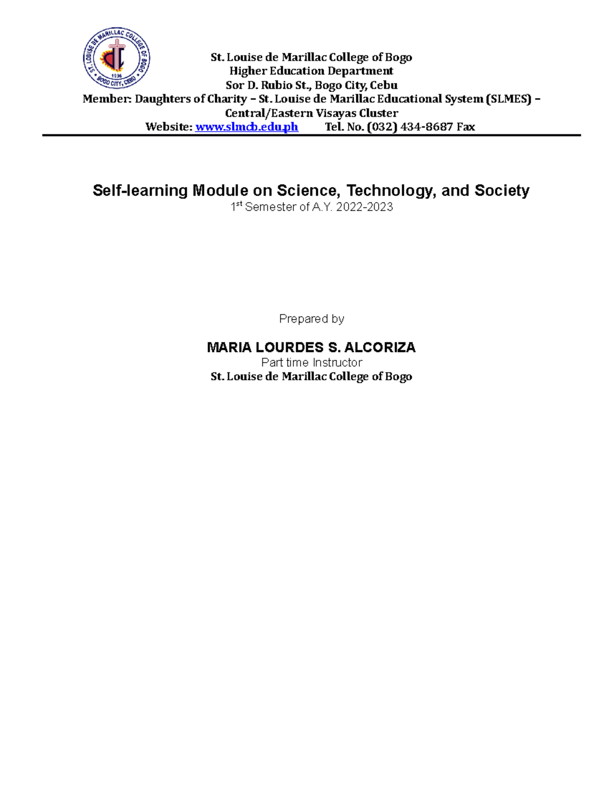 Self-Learning Module: Unit 1 on Science, Technology, & Society (STS ...