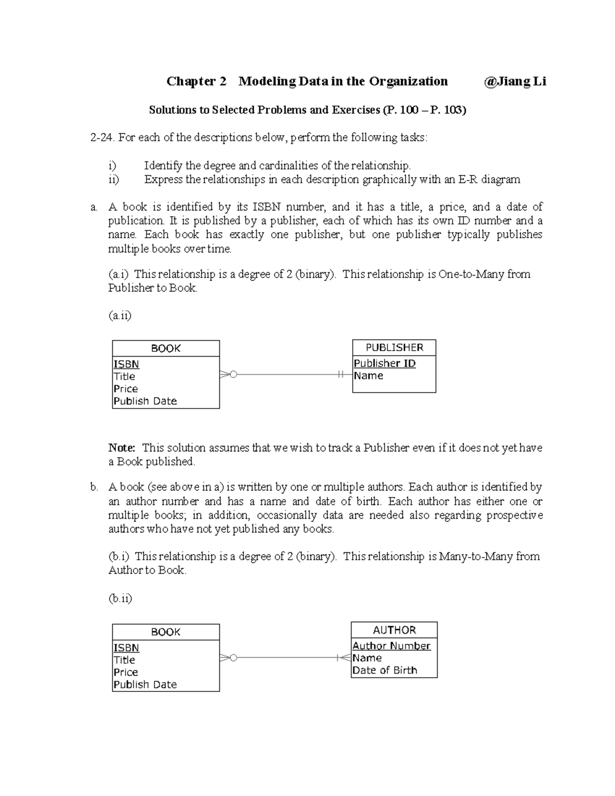 Chapter 2 Solutions to Selected Problems - Chapter 2 Modeling Data in ...