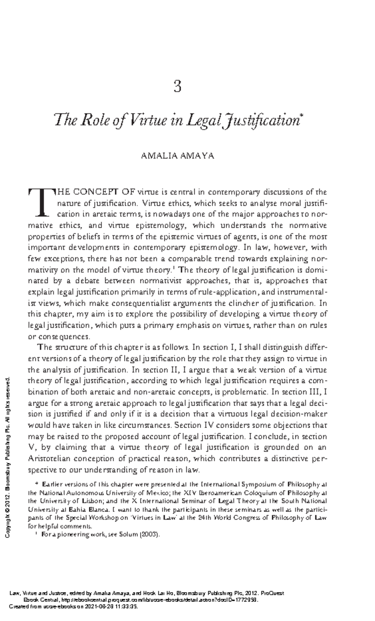 The Role of Virtue in Legal Justification (LAW 101) - Studocu