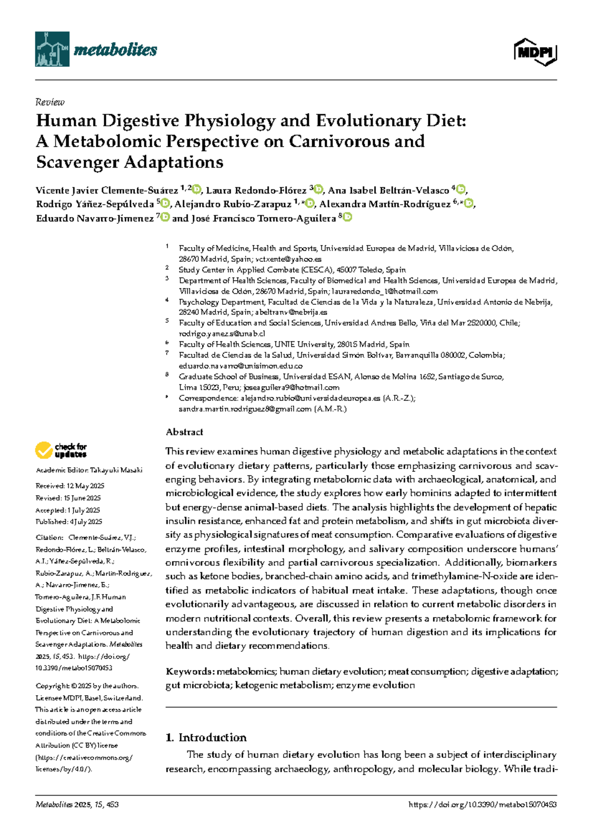 Human Digestive Physiology and Evolutionary Diet: Metabolomic Insights (BIO - Studocu