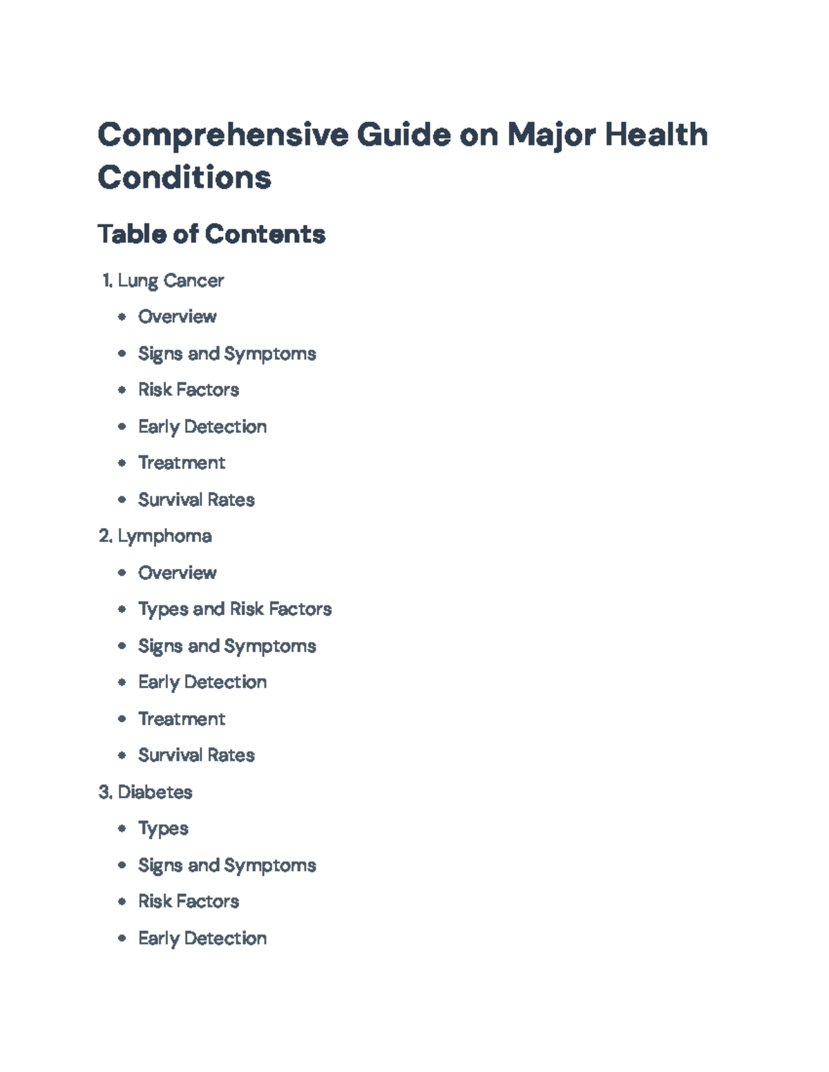 Comprehensive Overview of Major Health Conditions: Signs, Risks ...