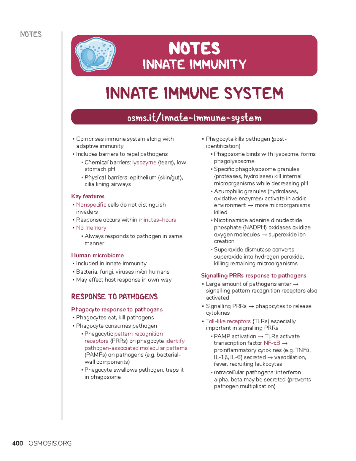INM 101: Notes on Innate Immunity and Phagocyte Response - Studocu