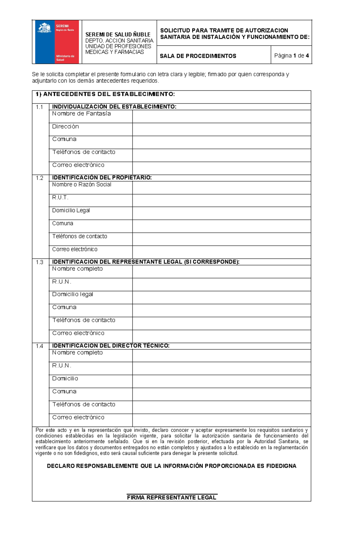 Solicitud de Autorización Sanitaria para Sala de Procedimientos - SEREMI Ñuble - Studocu