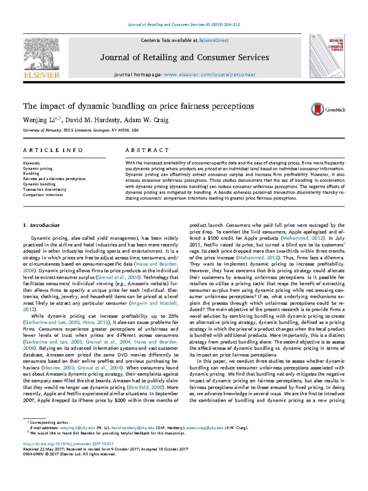 Dynamic Bundling and Price Fairness Perceptions: Insights from ...