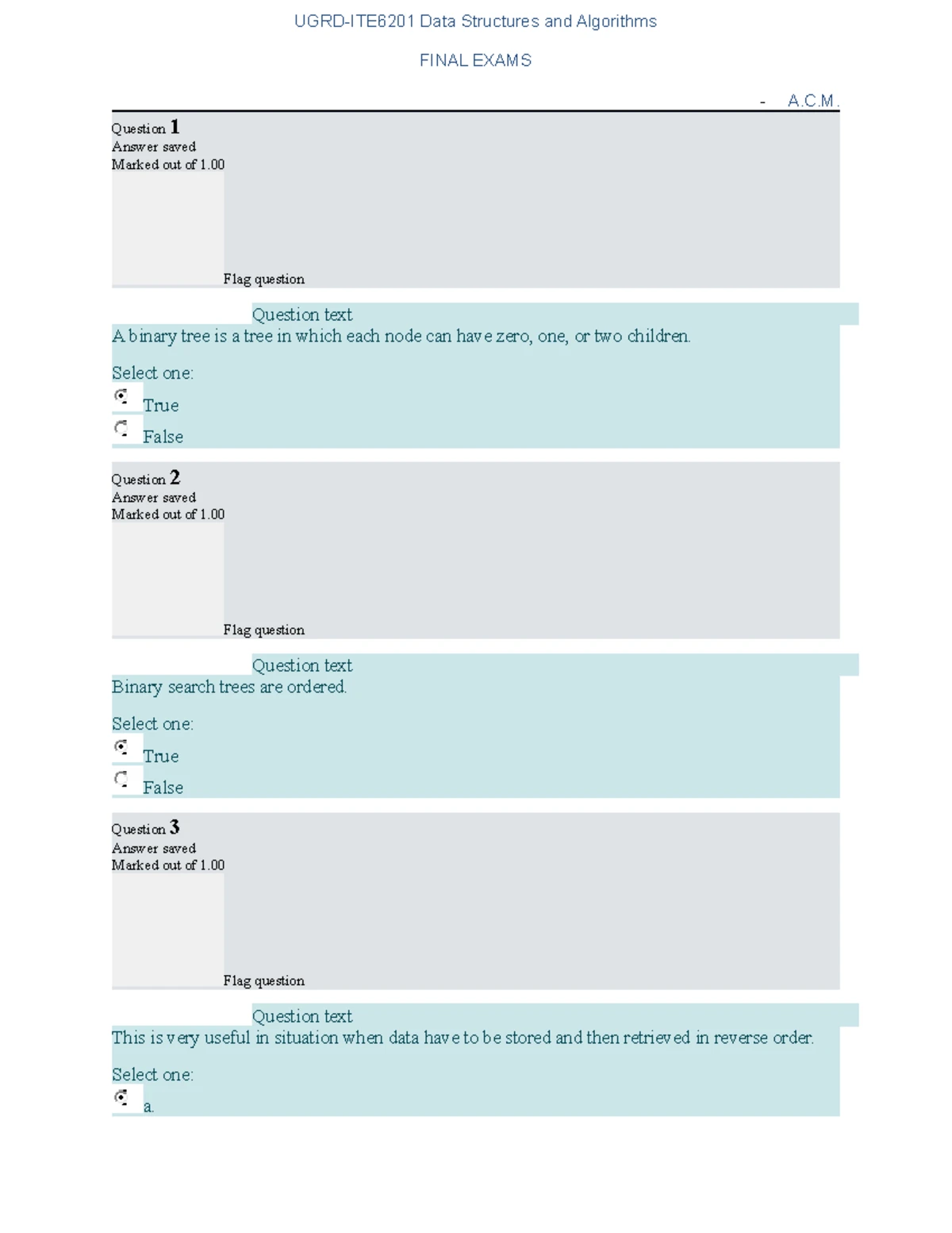 Ugrd Ite6201 Data Structures And Algorithms Legit Not Quizess Ugrd