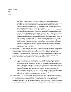 DIM4 TASK 1 - D093 Task 1 - DIM4 — DIM4 Task 1: Assessment Planning A. Create a three-part ...
