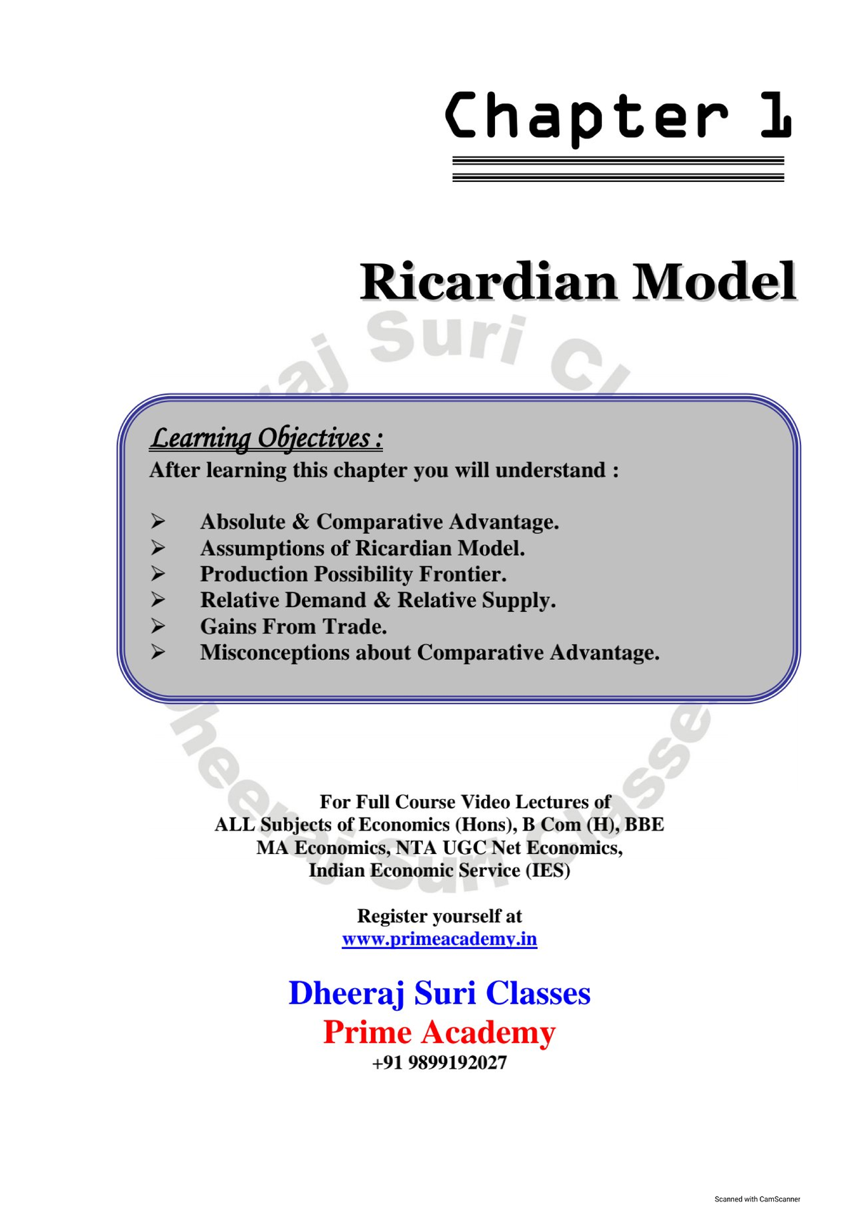 Chapter 1: Ricardian Model - Understanding Comparative Advantage and ...
