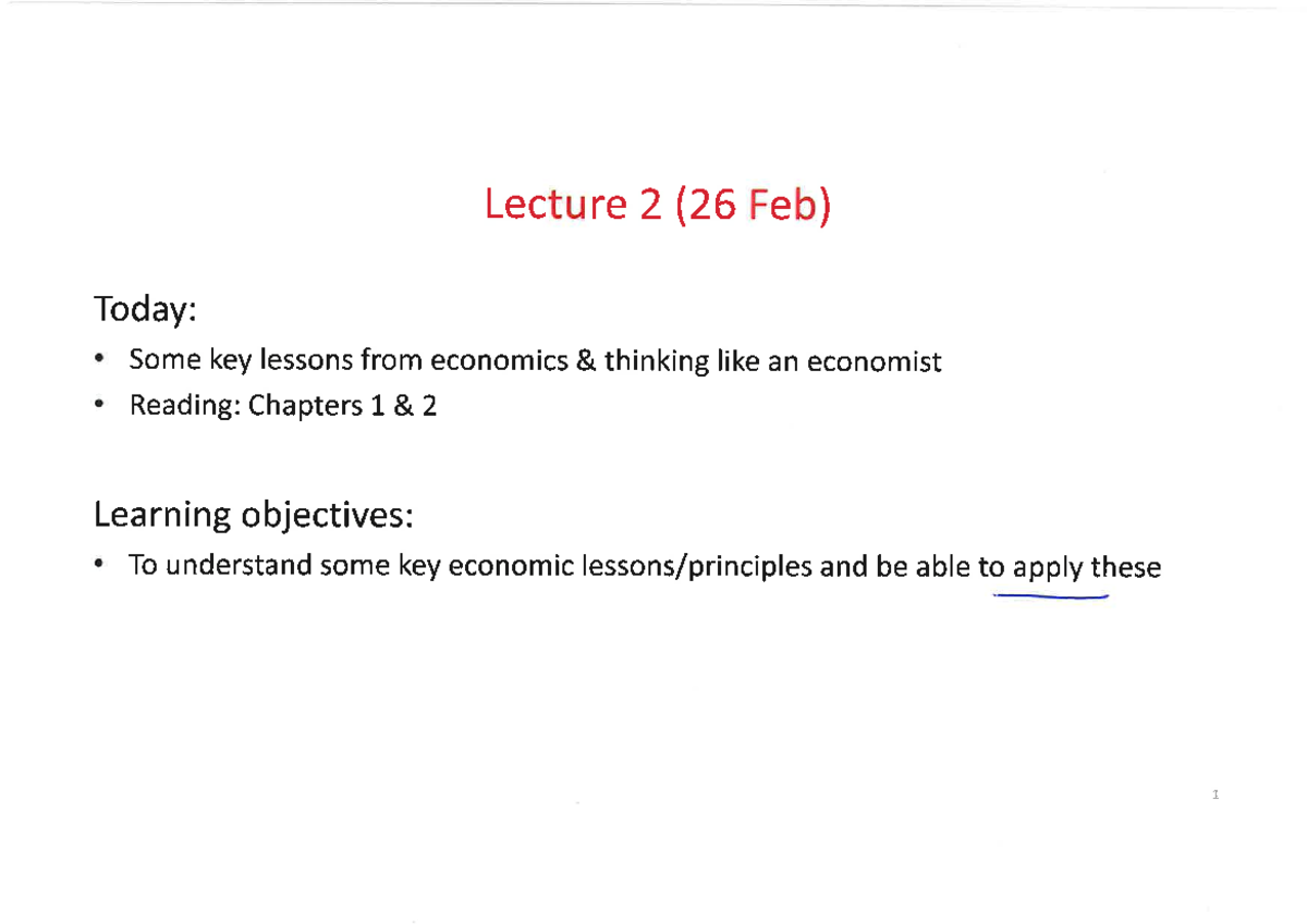 BSNS113 2025 S1 Lecture 02 + notes - Lecture 2 (26 Feb) Today: Some key ...