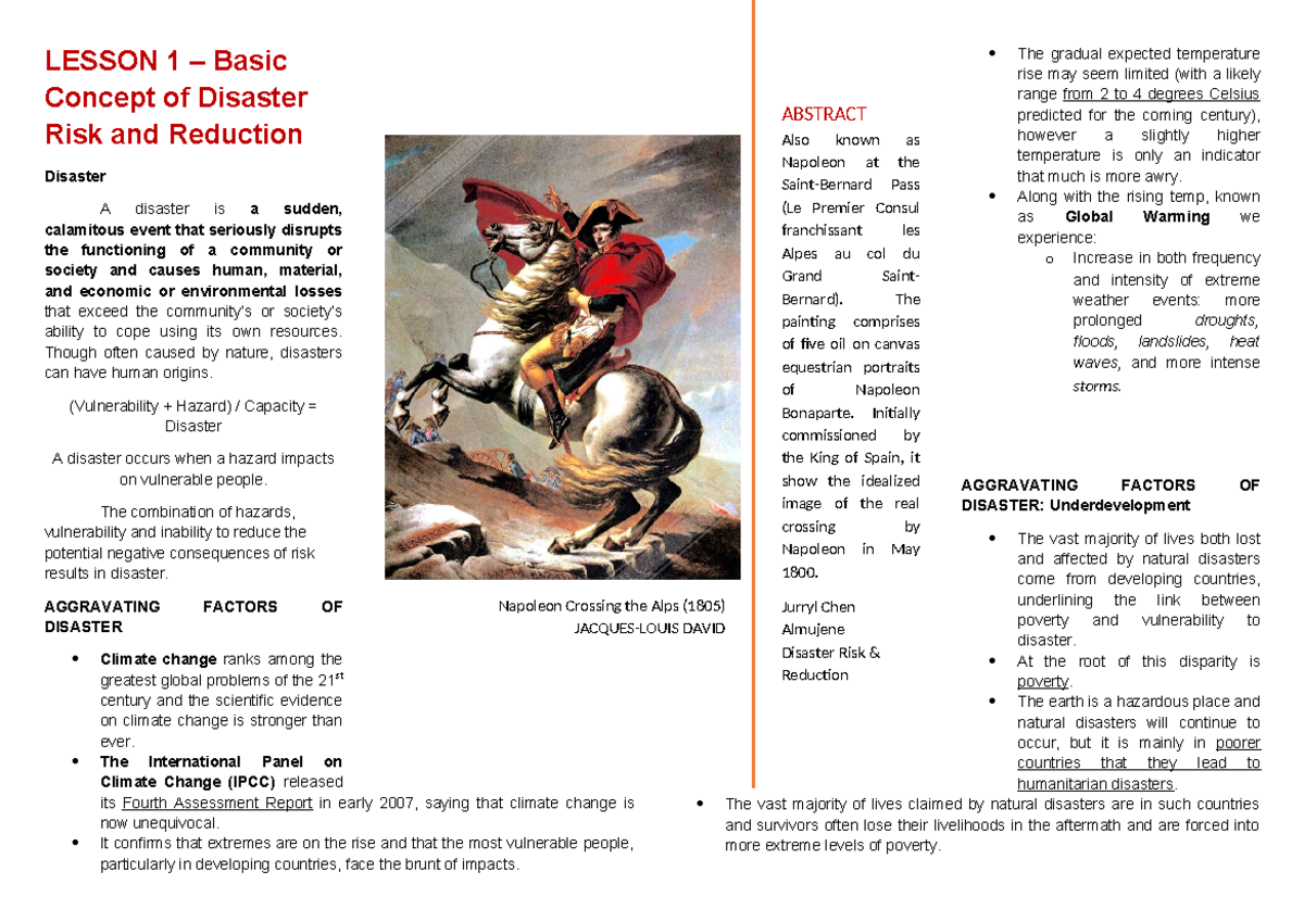 DRR - Lesson 1: Understanding Disaster Risk & Reduction Concepts - Studocu